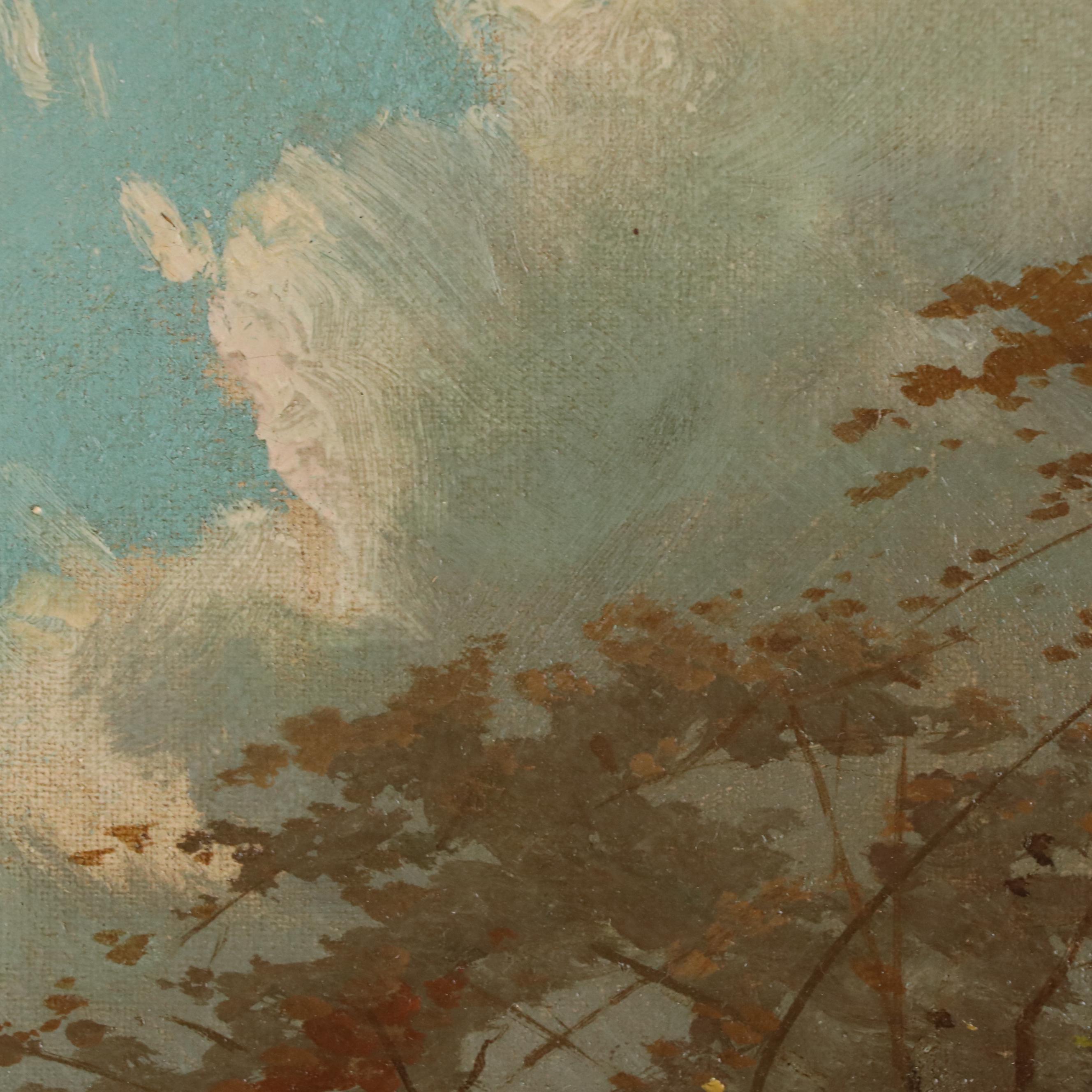 William W. Boyle Oil Painting of Farmhouse in Wooded Landscape, 19th ...