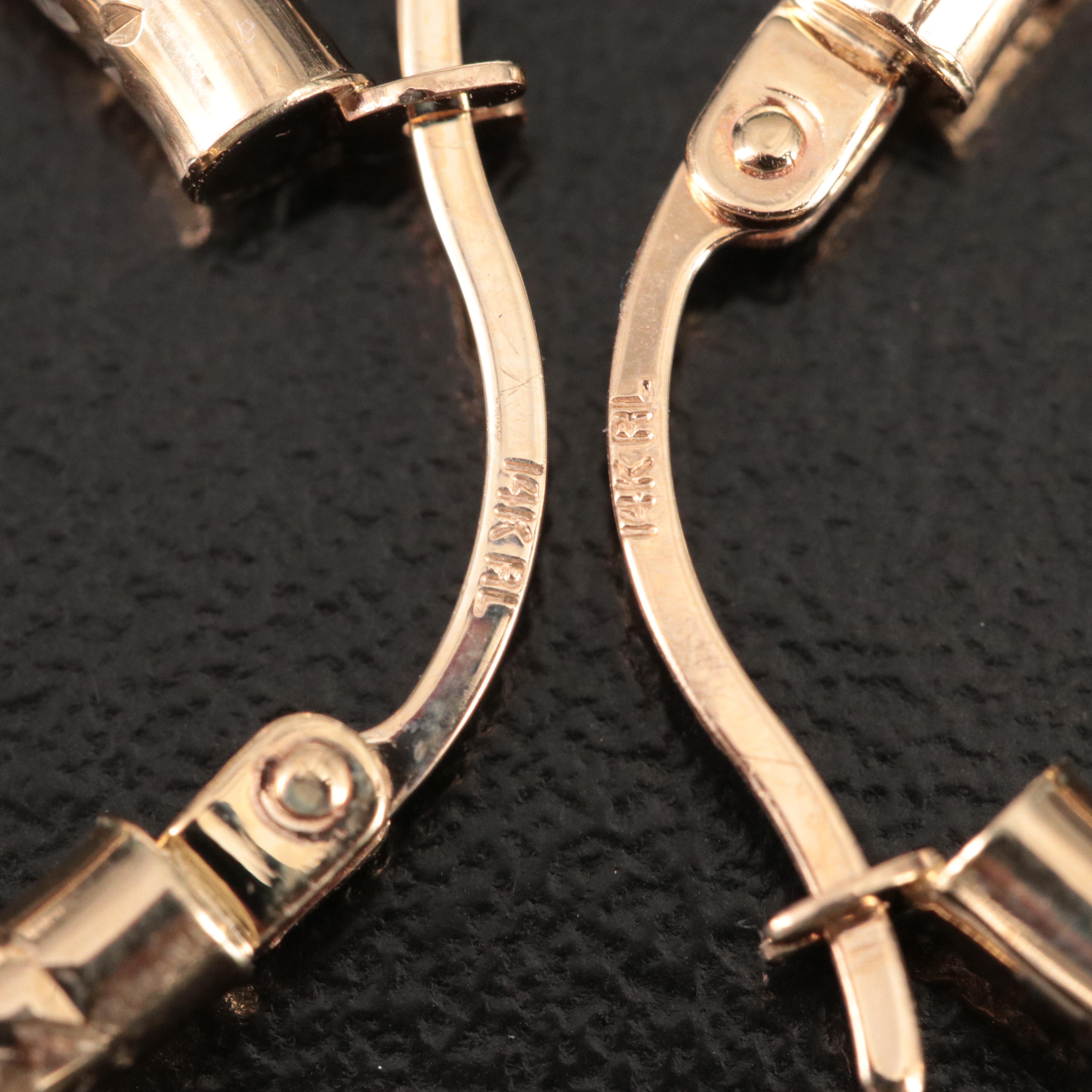 14K Diamond Cut Textured Elongated Hoop Earrings | Everything But The House