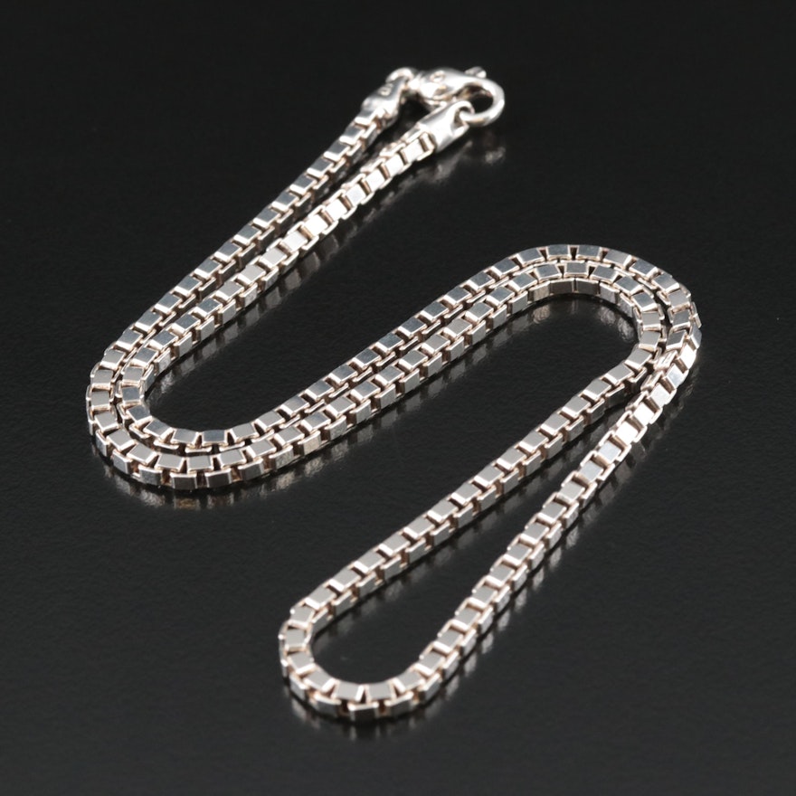 Sterling Box Chain Necklace | EBTH Sterling Box Chain Necklace | EBTH
