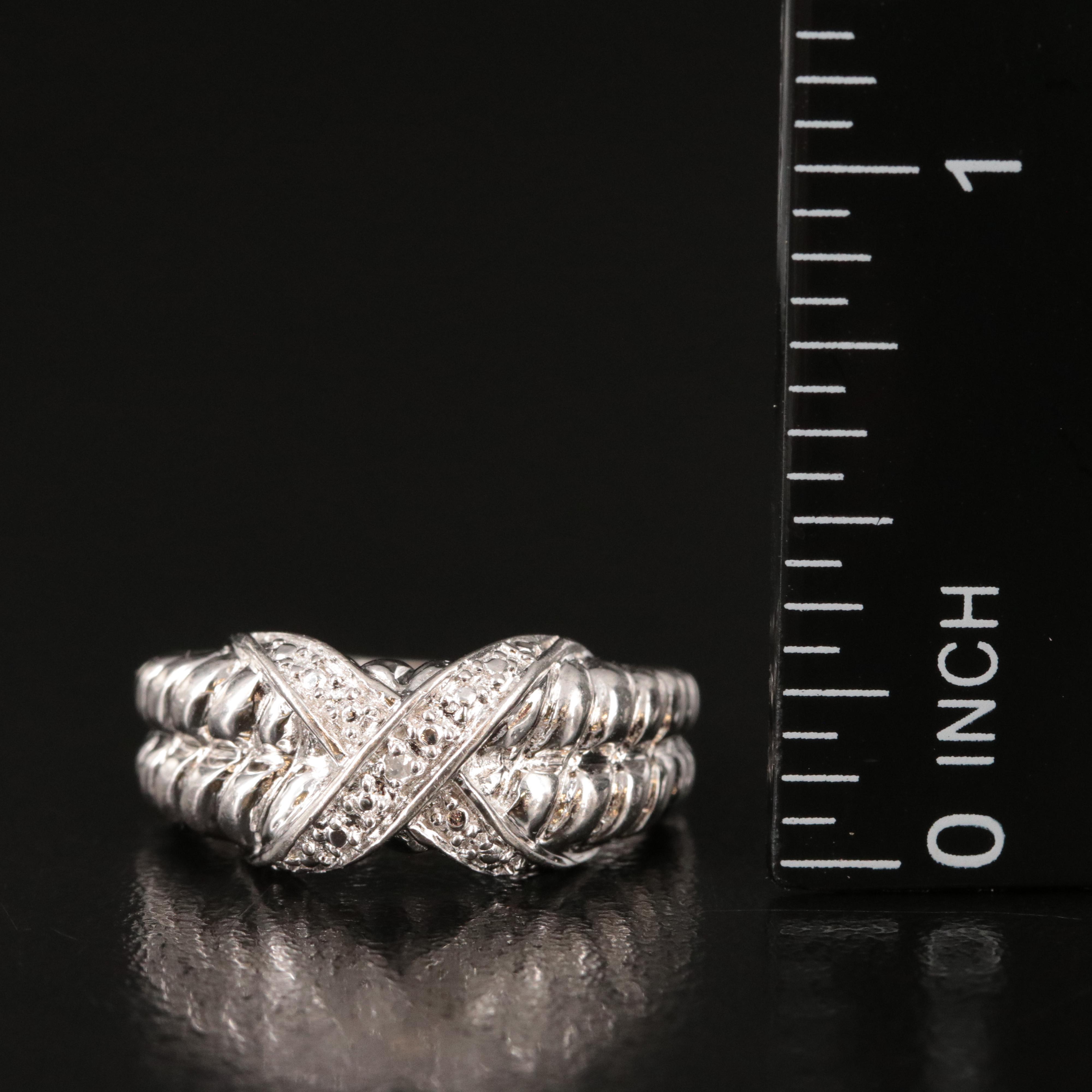 Sterling Diamond Cross Over Ring | Everything But The House