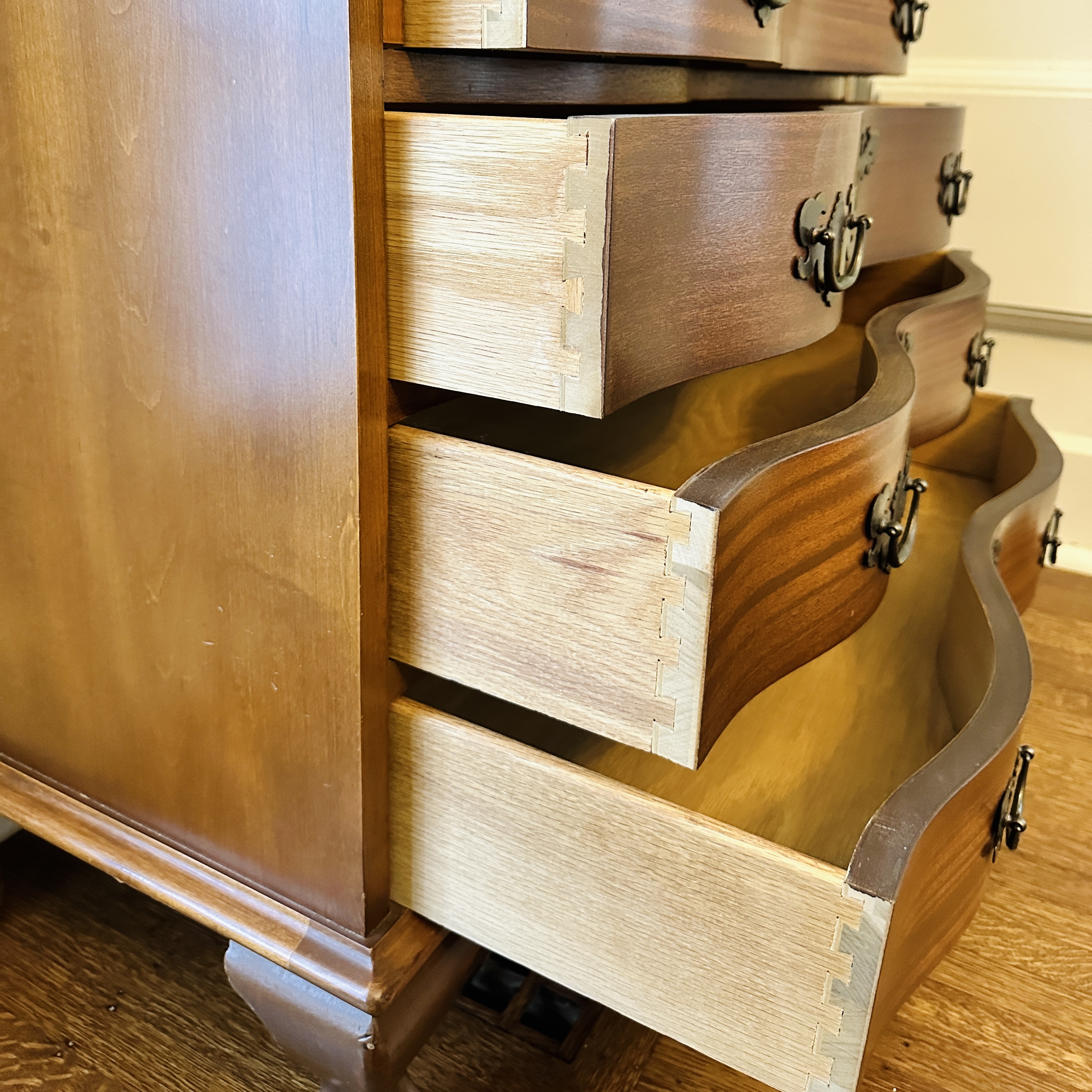 Maddox Chippendale Style Mahogany and Maple Secretary Bookcase, 20th ...