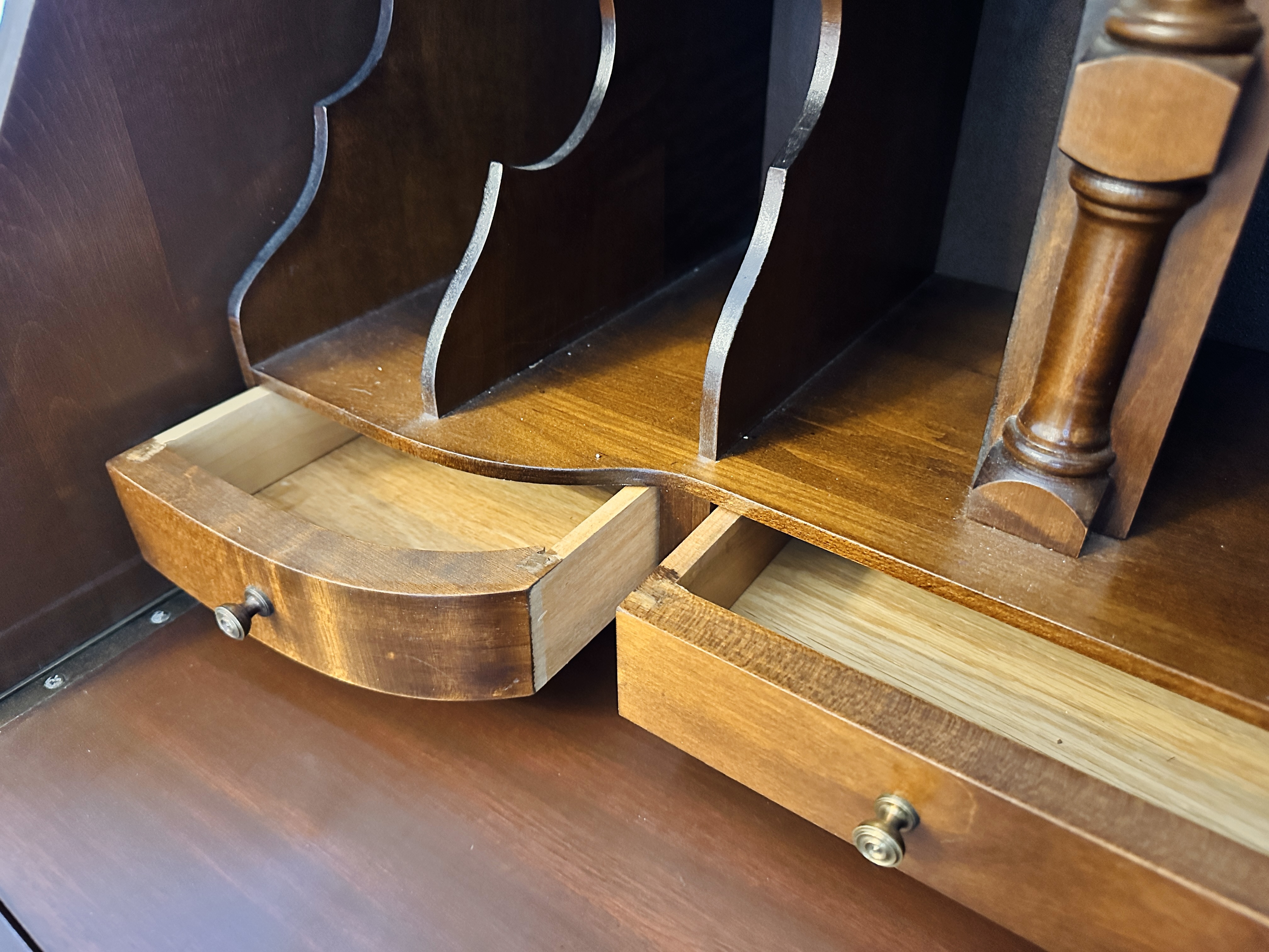 Maddox Chippendale Style Mahogany and Maple Secretary Bookcase, 20th ...