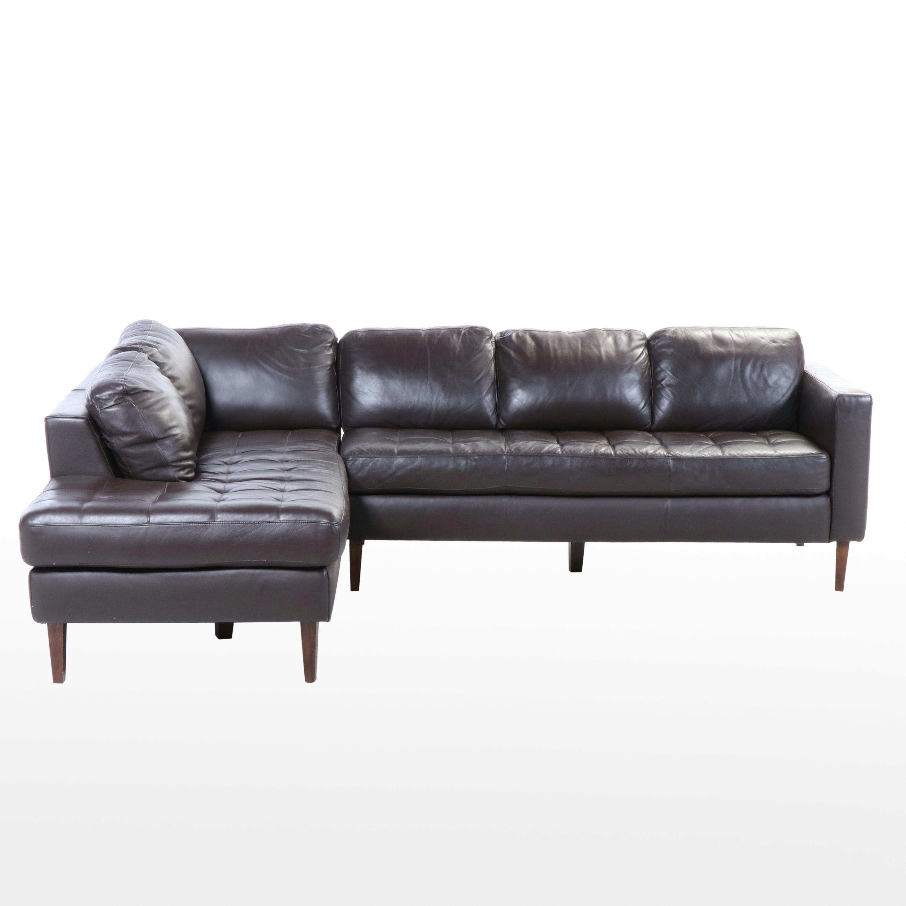 Two-Piece Italsofa Modernist Style Brown Leather Sectional Sofa ...