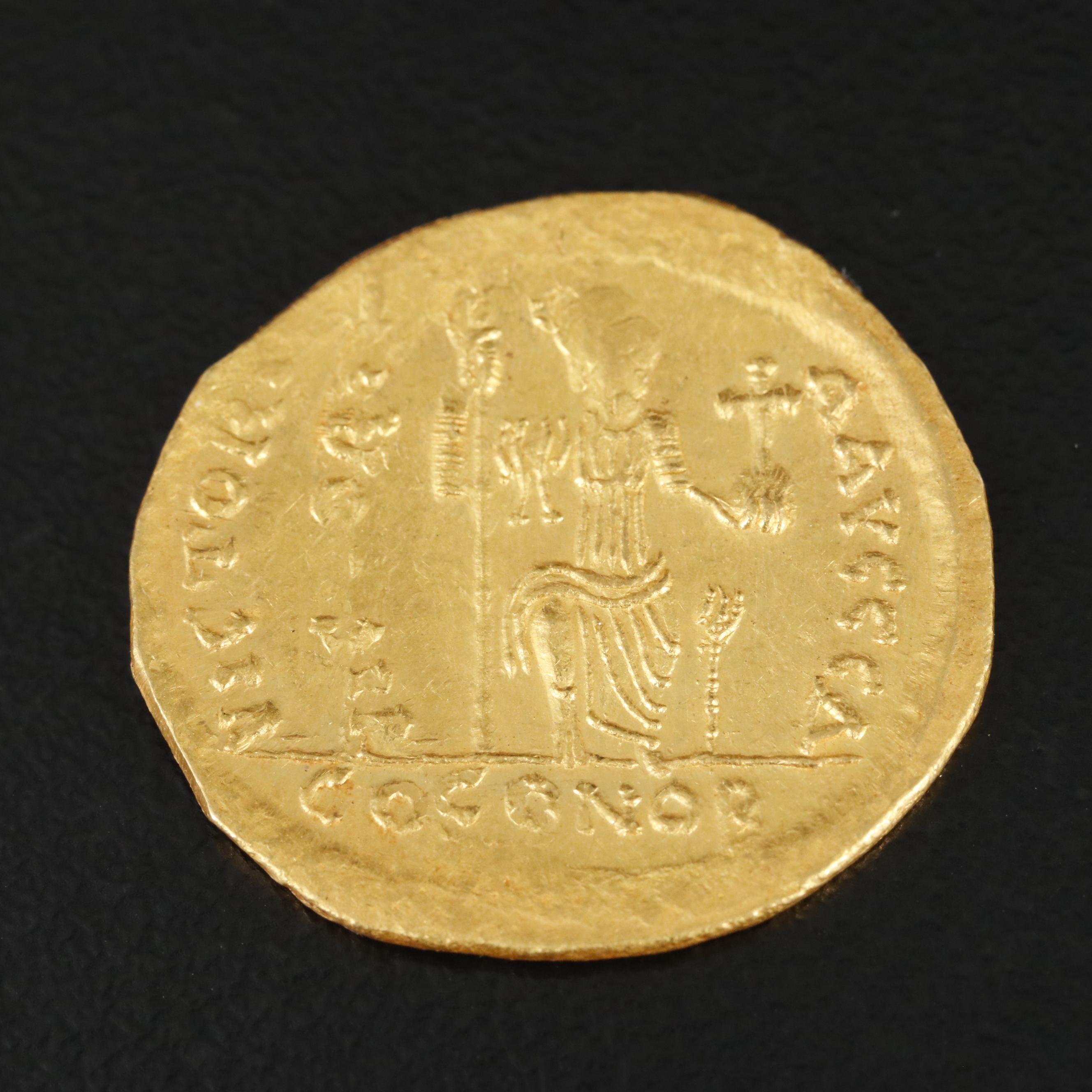Ancient Byzantine Gold Solidus Coin of Justin II, ca. 565 A.D ...