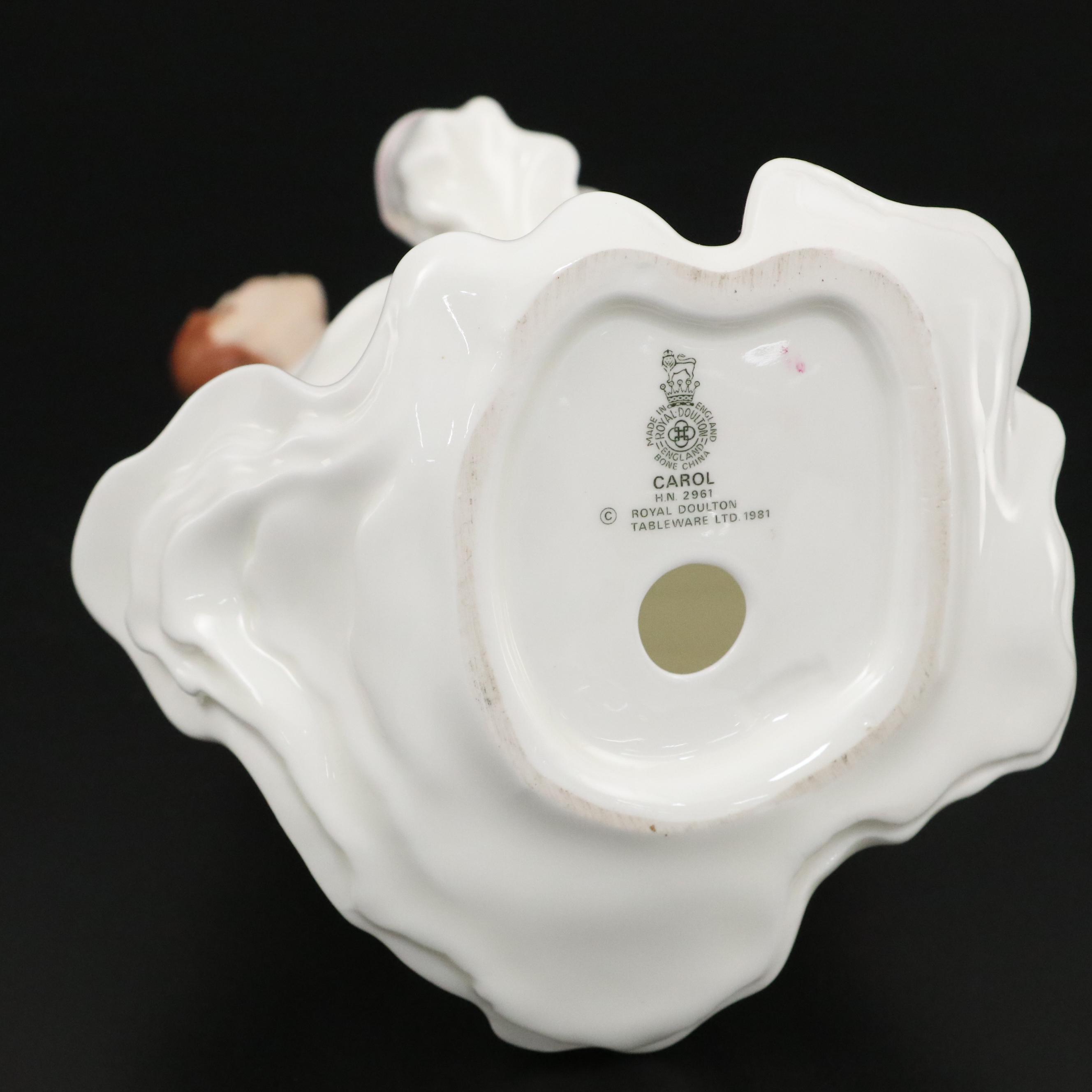 Royal Doulton "Carol" Bone China Figurine with Porcelain Bowls ...