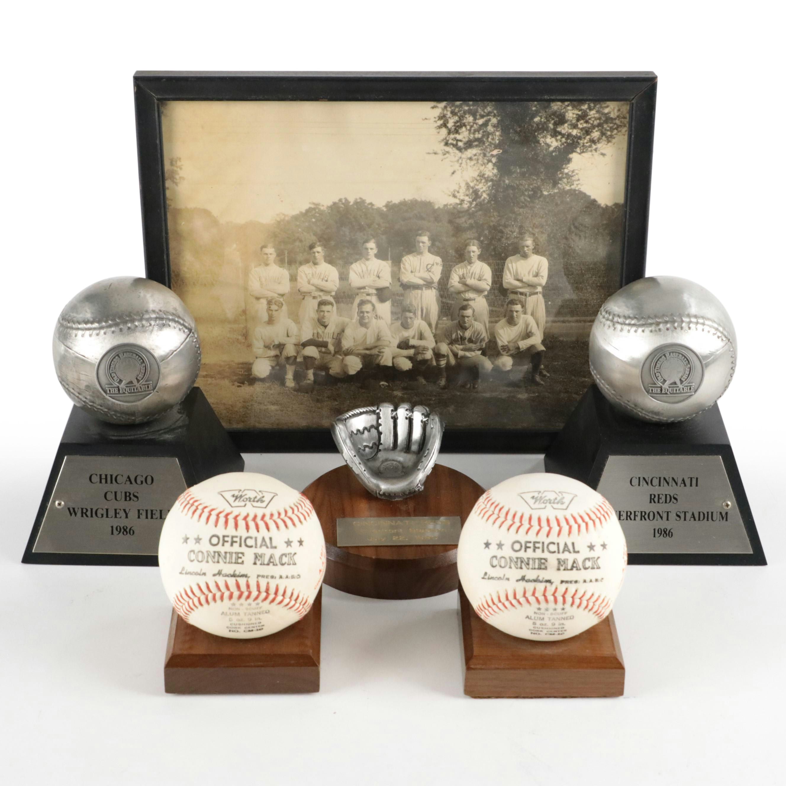 1986 Cincinnati Reds and Chicago Cubs Old Timers Series Trophies with ...
