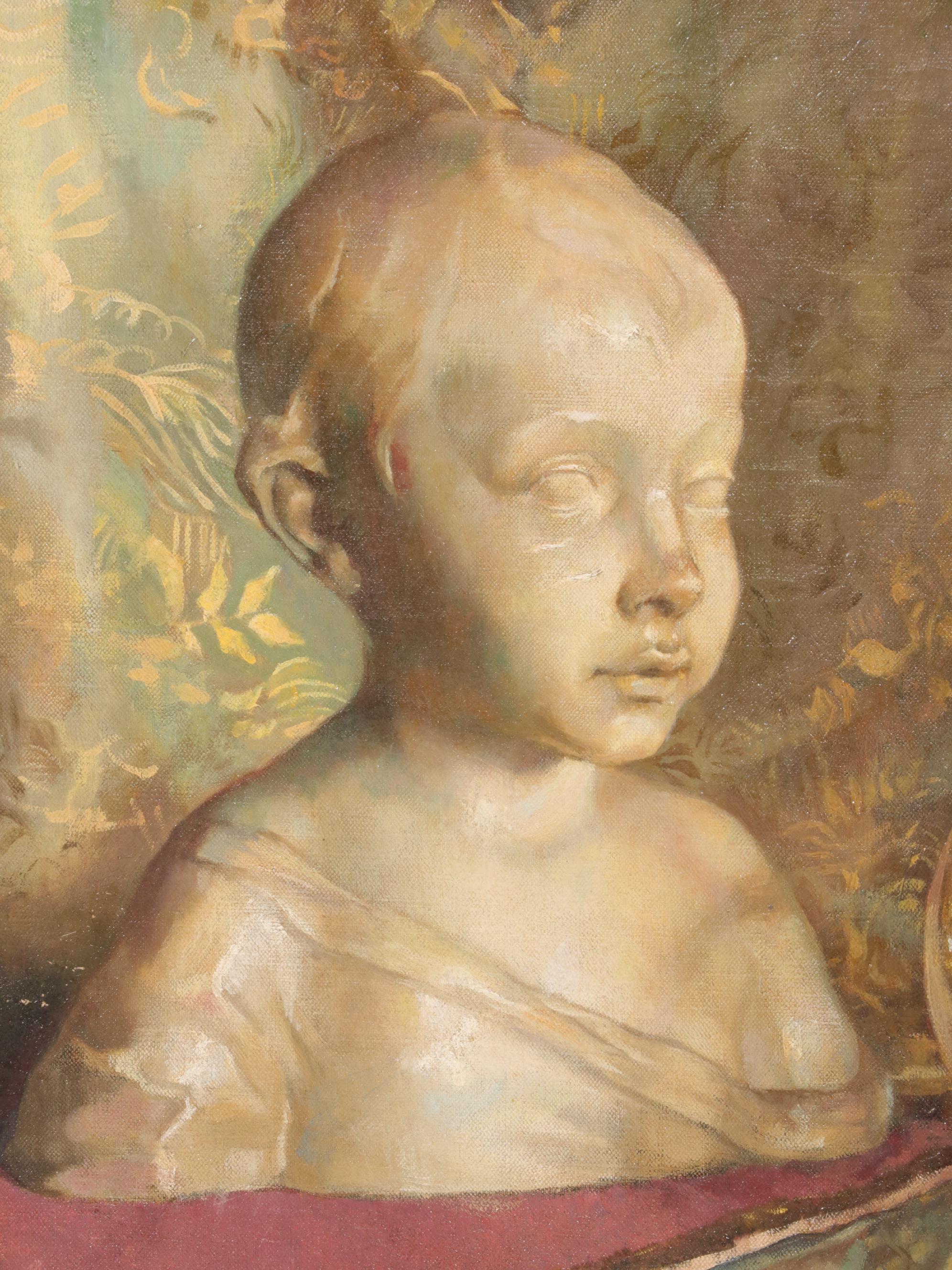 Richard Briggs Oil Painting "Still Life With Bust," Early to Mid 20th ...