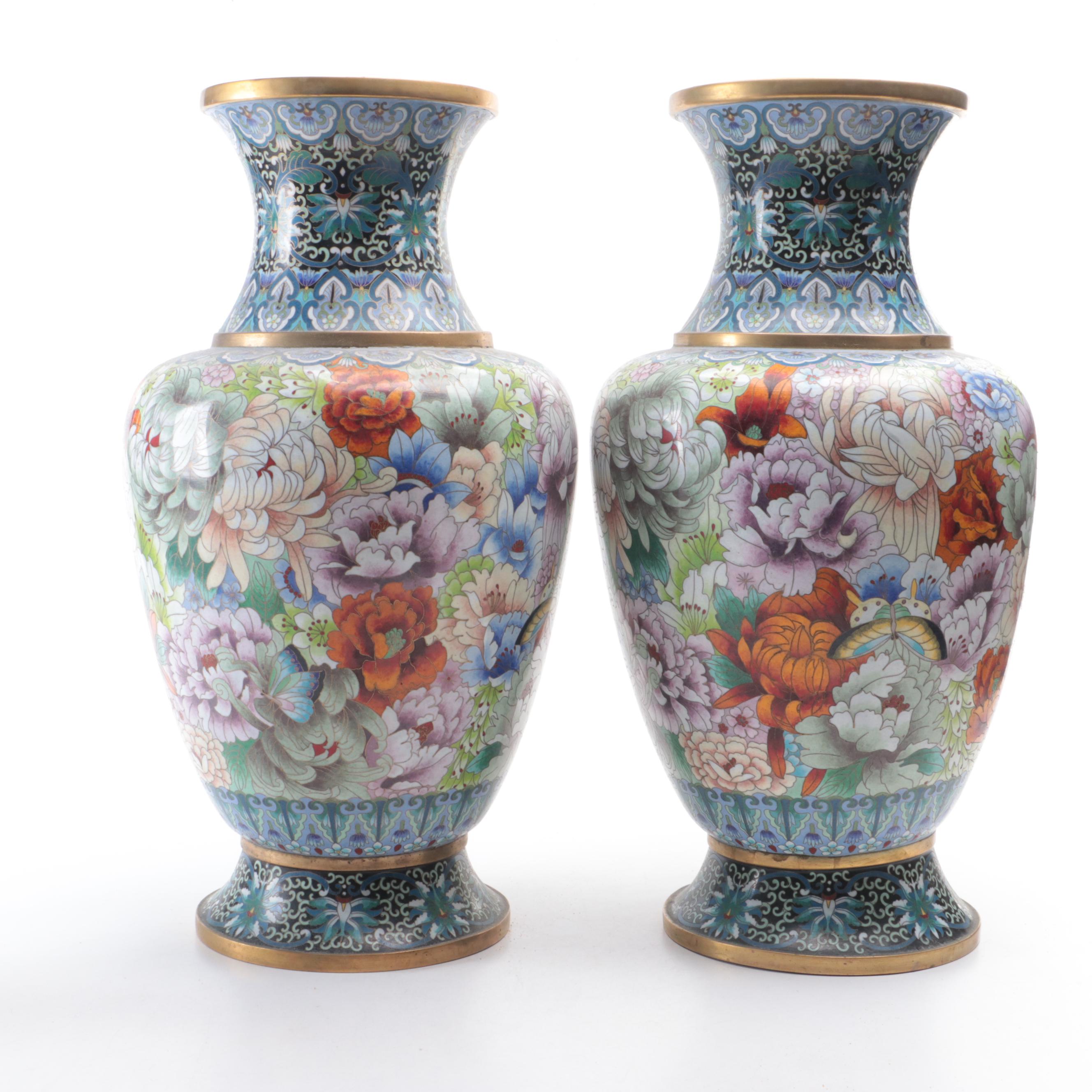 Pair of Jingfa Chrysanthemum Motif Chinese Cloisonné Vases | Everything ...