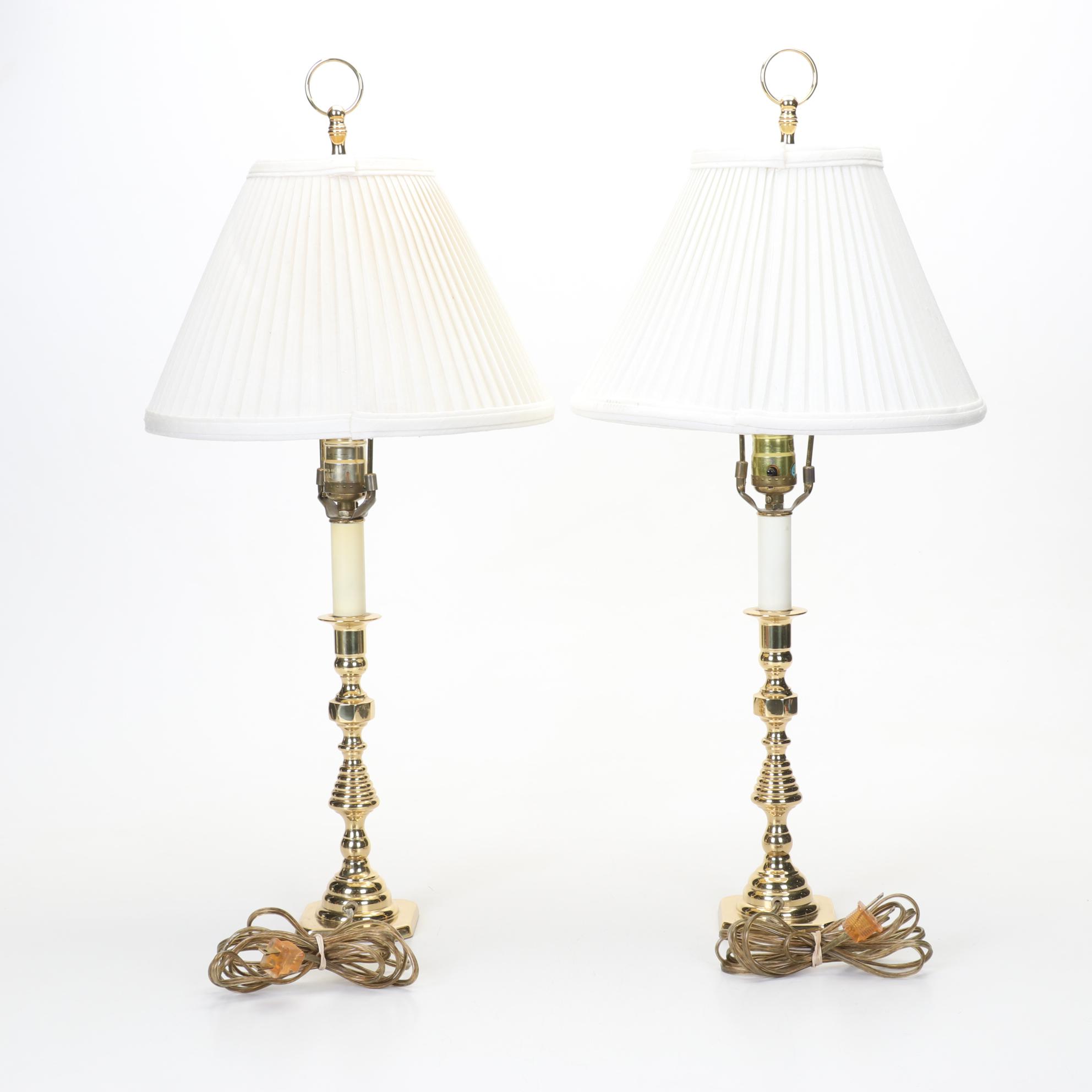 Pair of Baldwin Brass Federal Style Candlestick Table Lamps ...