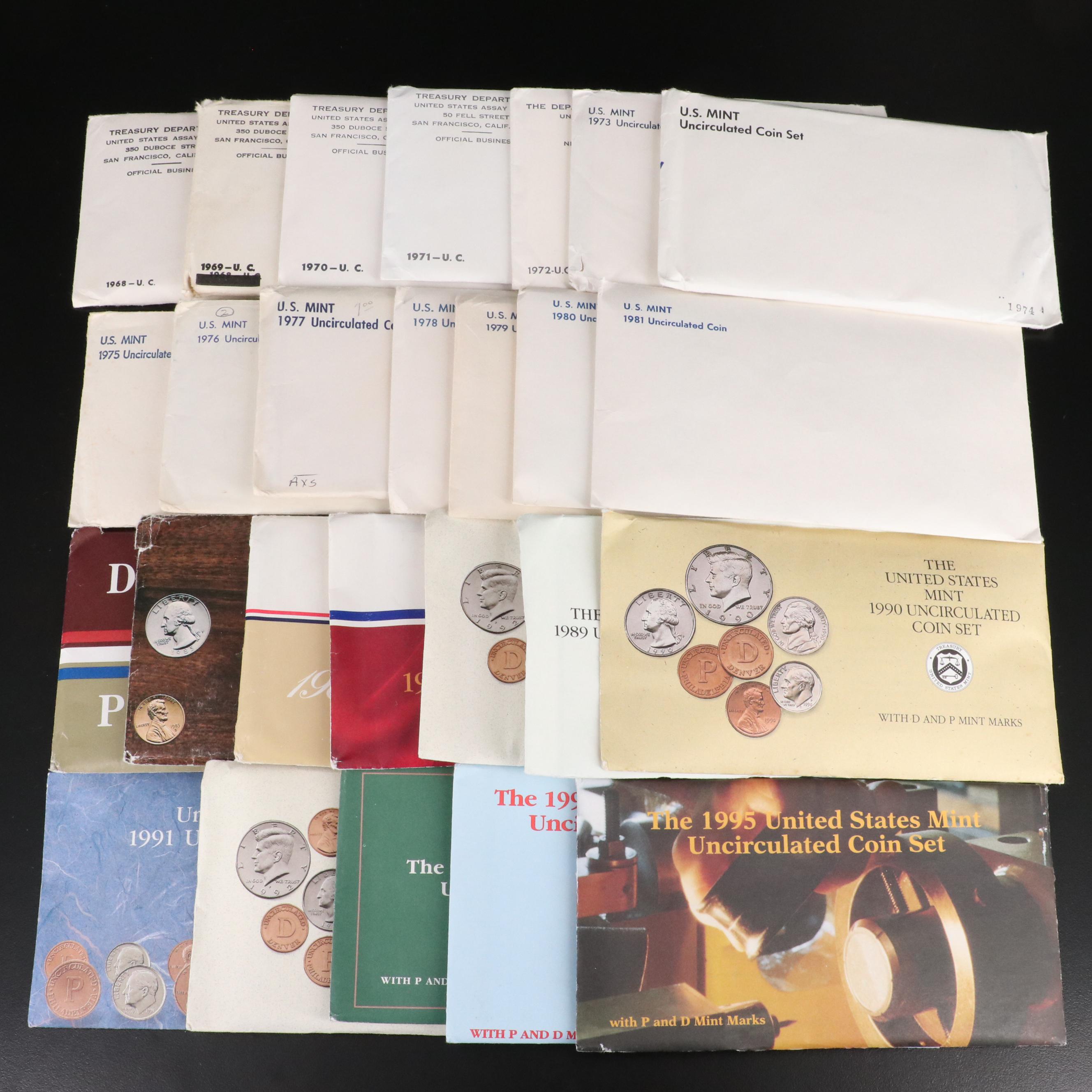 Collection of Twenty-Six Different U.S. Mint Sets 1968-1995 Complete ...