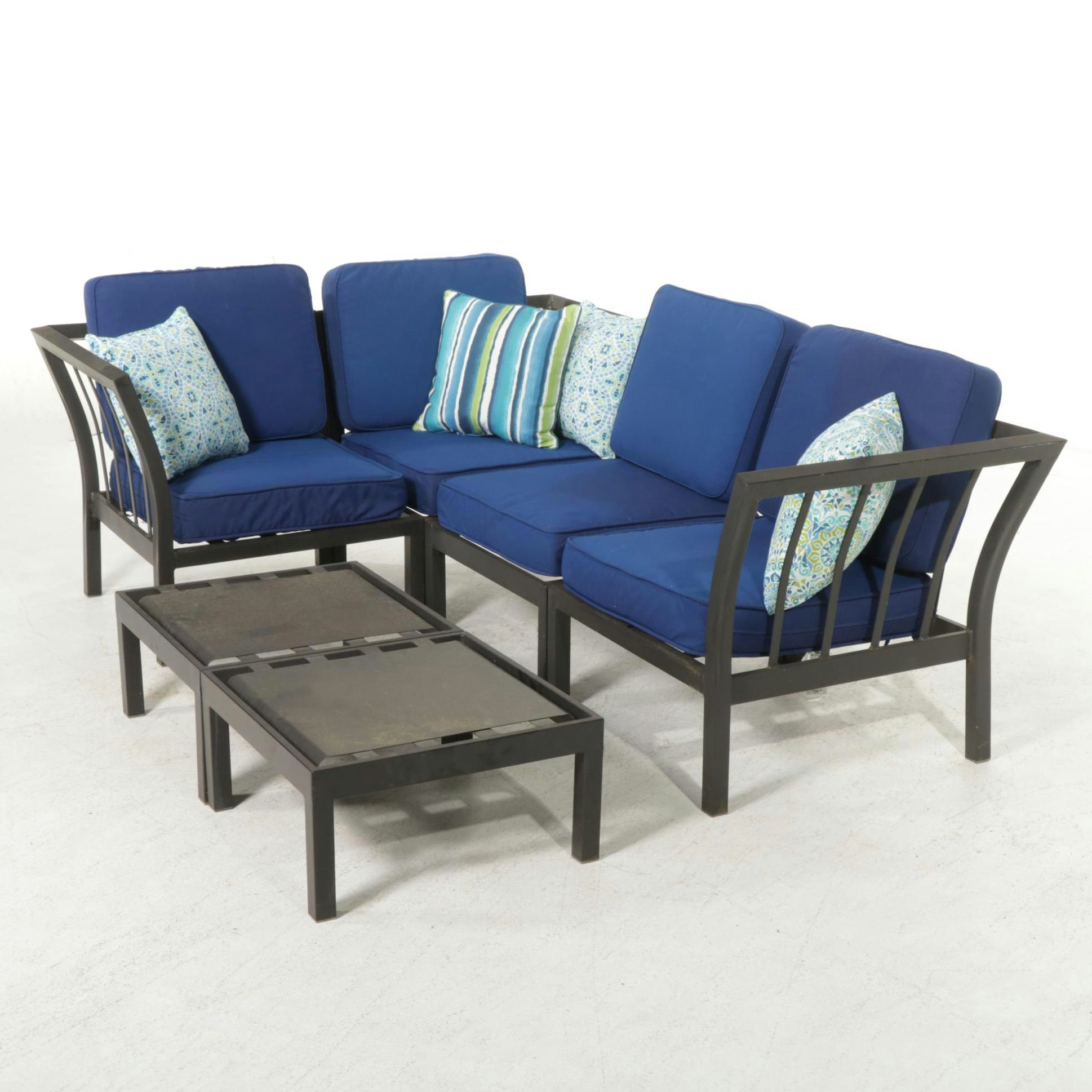 Six-Piece Metal Modular Patio Seating Group with Cushions | Everything ...