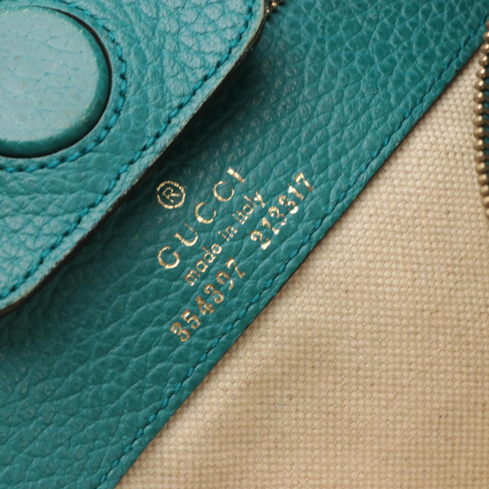 Gucci Swing Shoulder Tote in Teal Grained Leather | EBTH