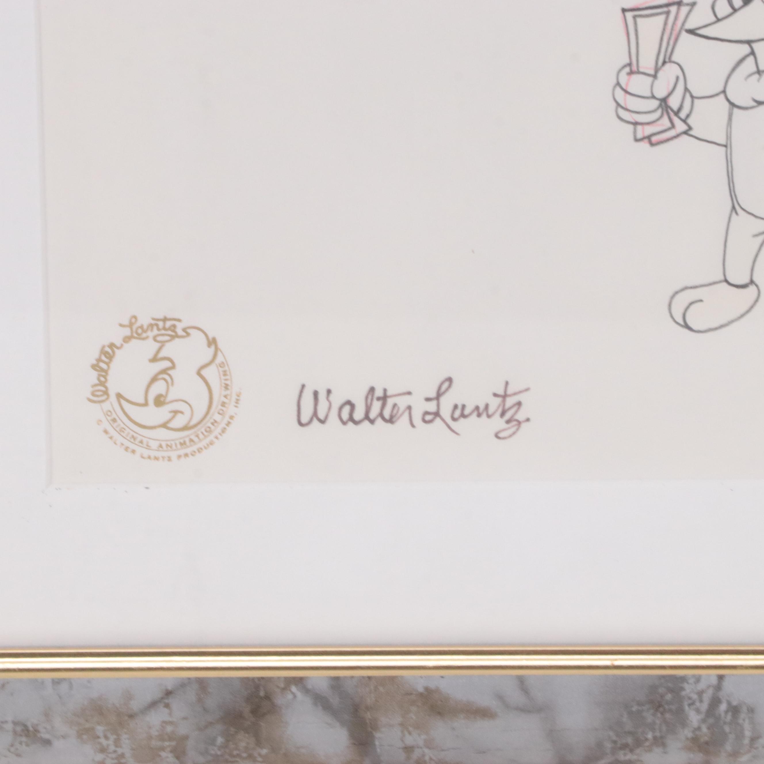 Walter Lantz Animation Graphite Drawing of Woody Woodpecker, Late 20th ...
