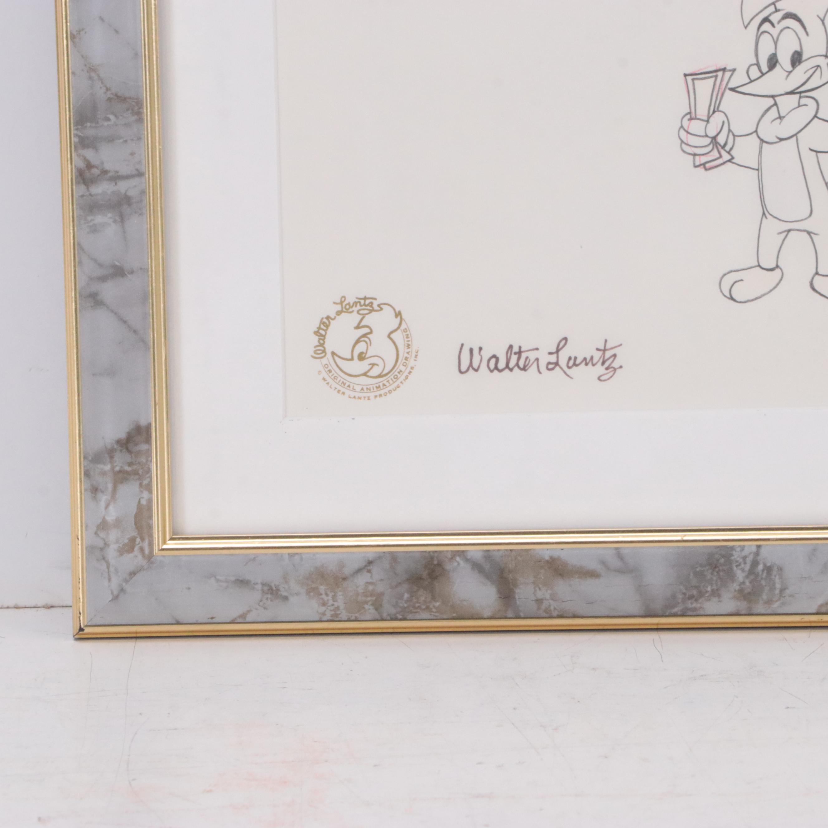 Walter Lantz Animation Graphite Drawing of Woody Woodpecker, Late 20th ...