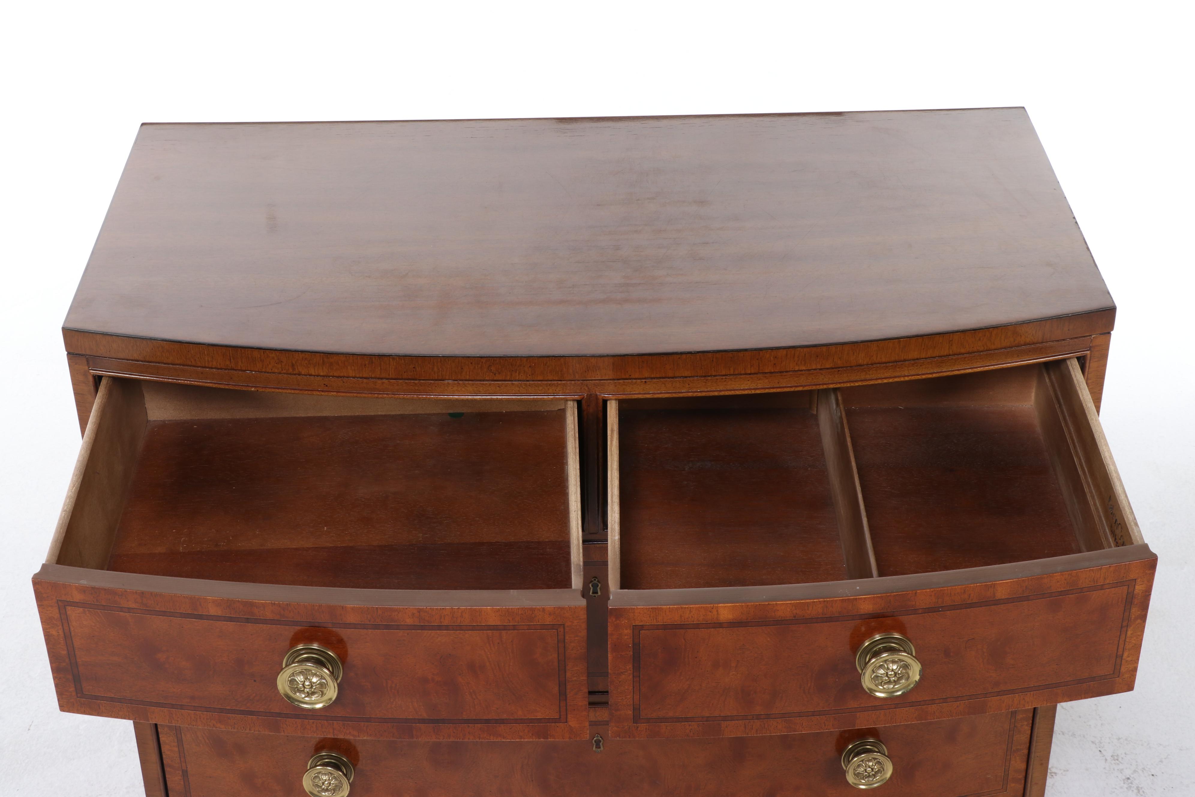 Henredon "Aston Court" Mahogany and Crossbanded Four-Drawer Bowfront ...