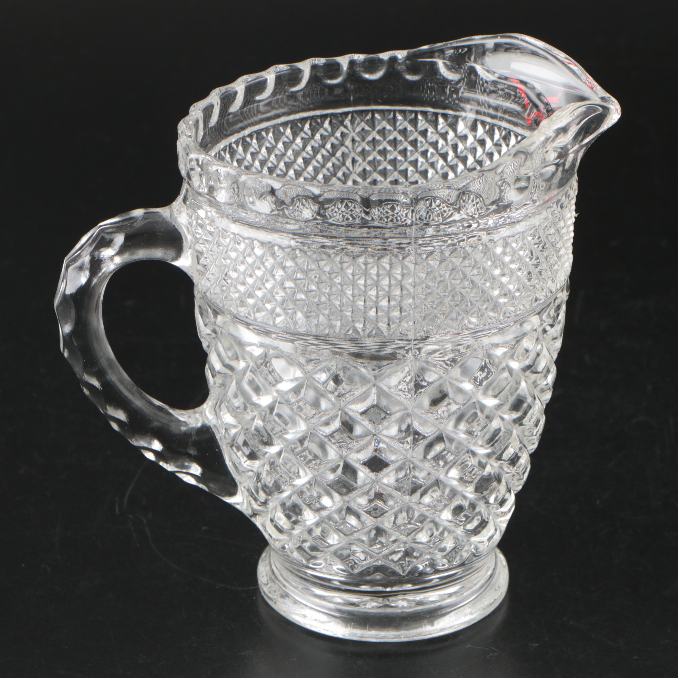 Westmoreland Diamond Pattern Coupes with Other Pressed Glass Pitchers ...