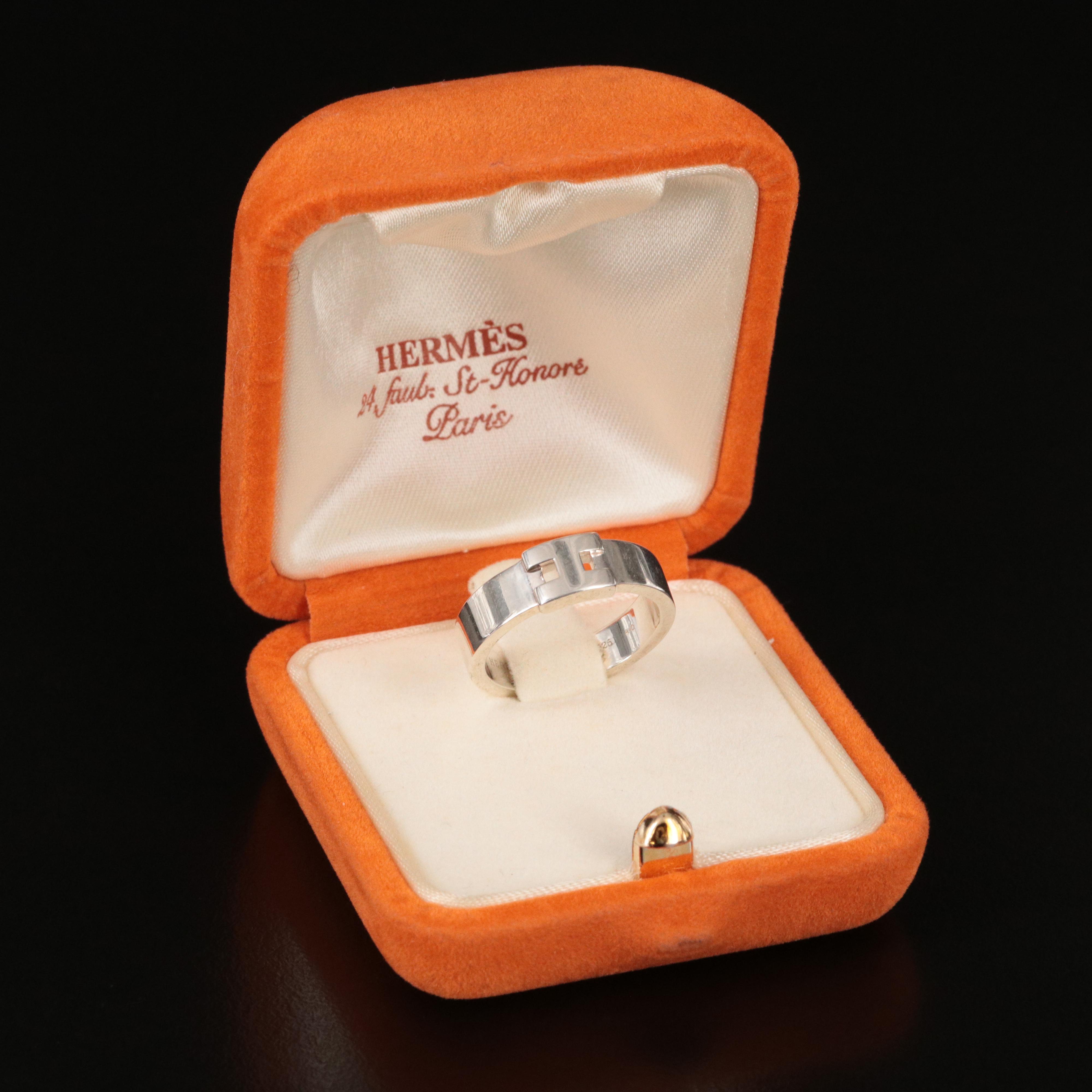 Hermès H Logo Hercules Sterling Ring | EBTH