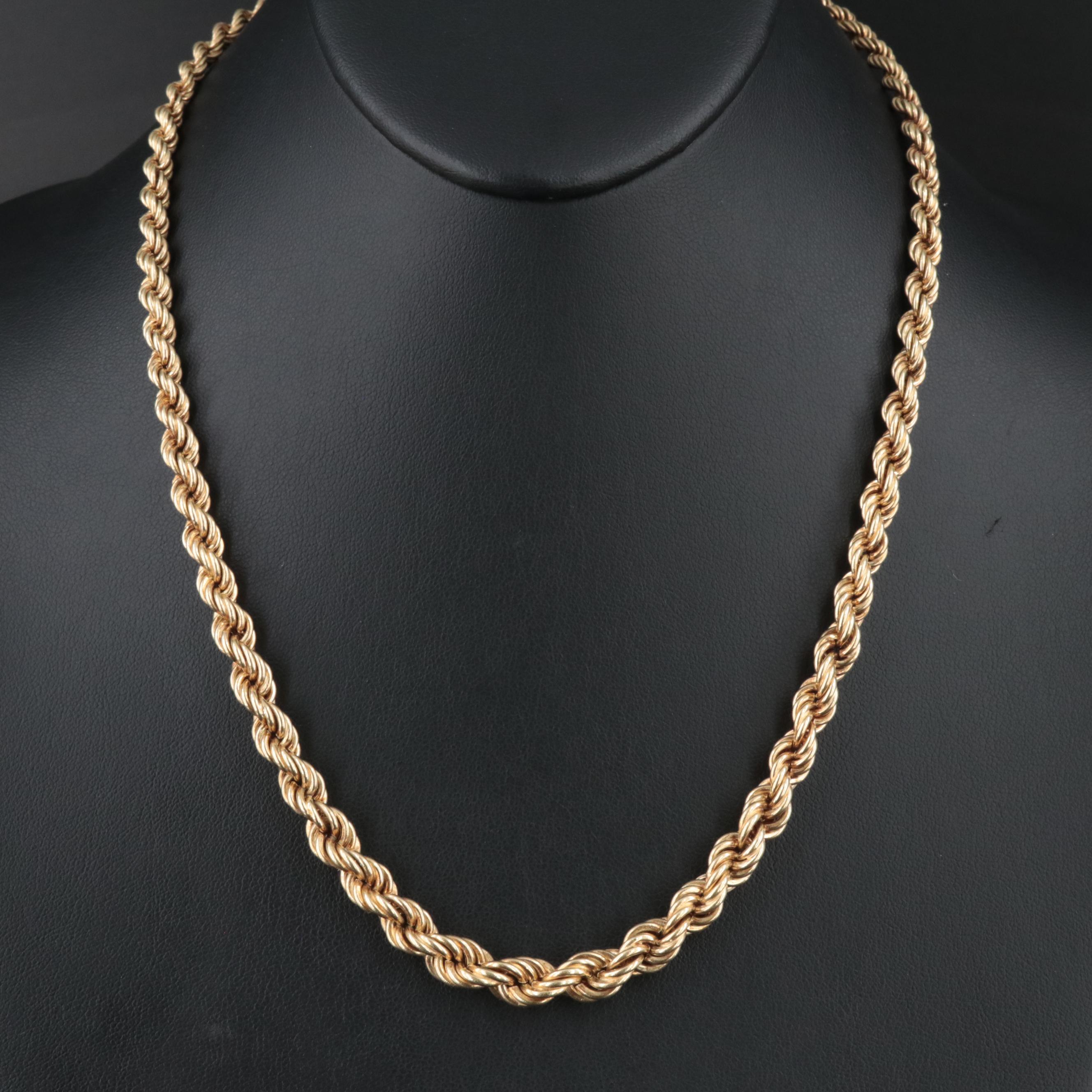 14K Graduated Rope Chain Necklace | EBTH
