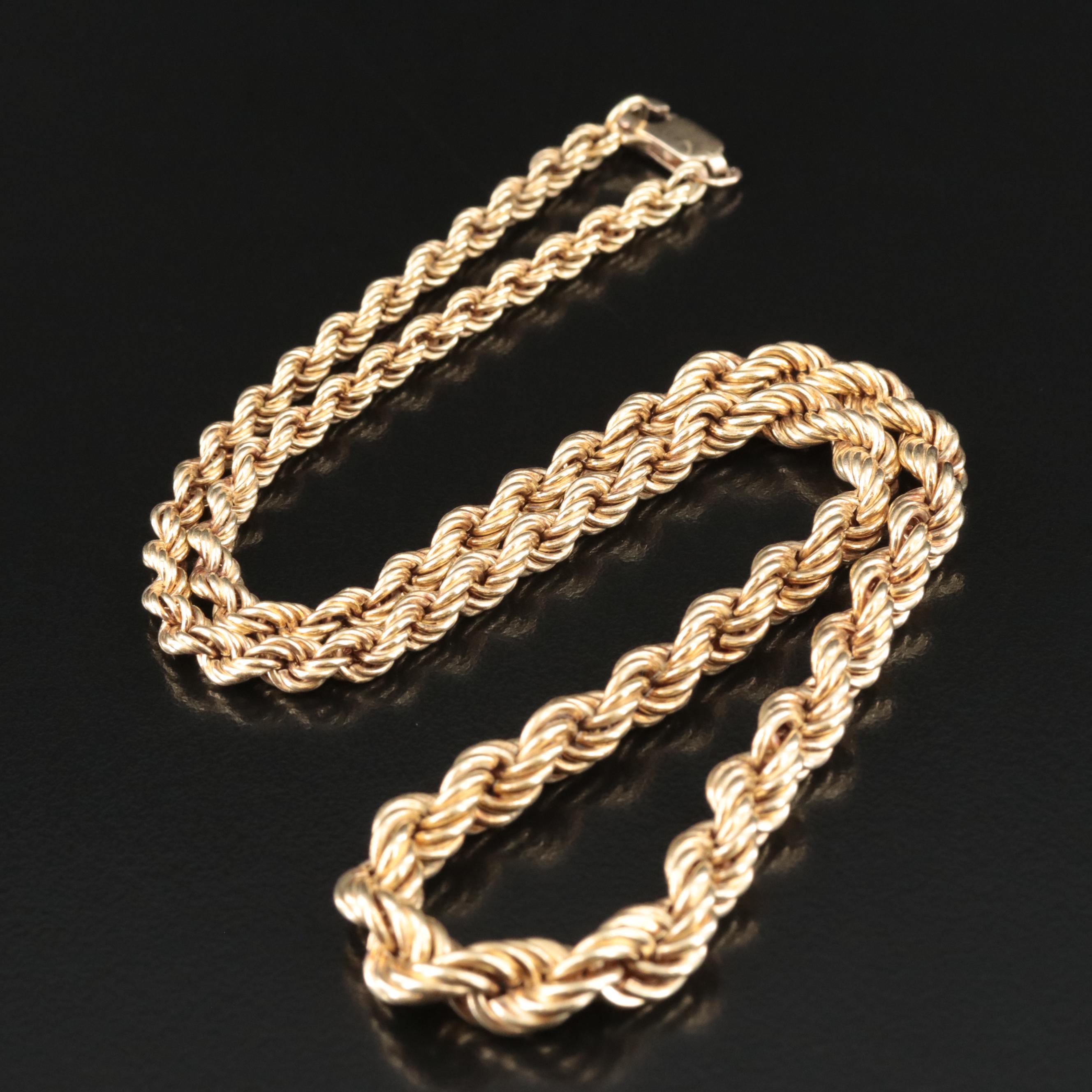 14K Graduated Rope Chain Necklace | EBTH
