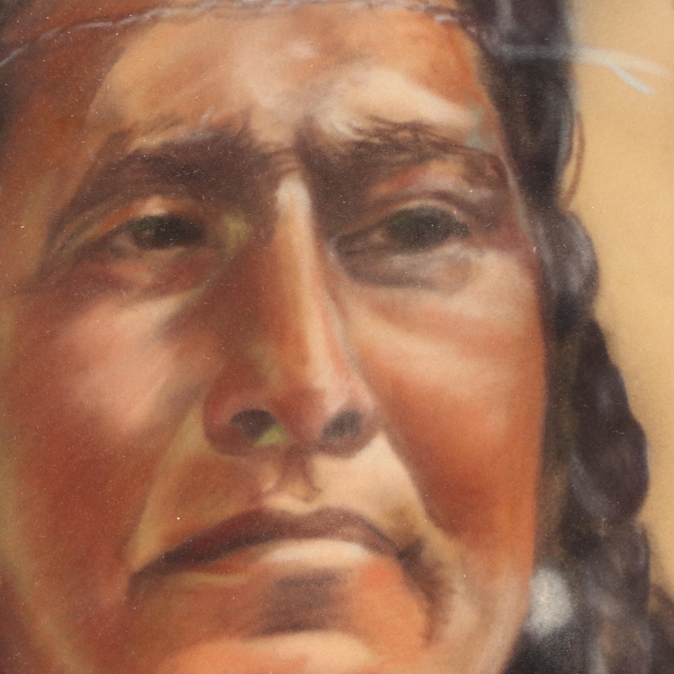 Chalk Pastel Drawing of Native American Portrait | Everything But The House