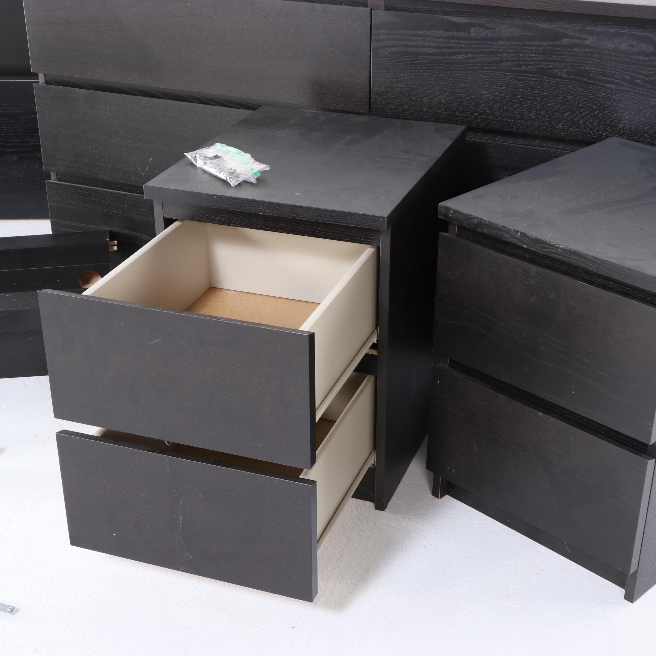 Contemporary Ebonized Finish Queen Bedroom Suite | Everything But The House