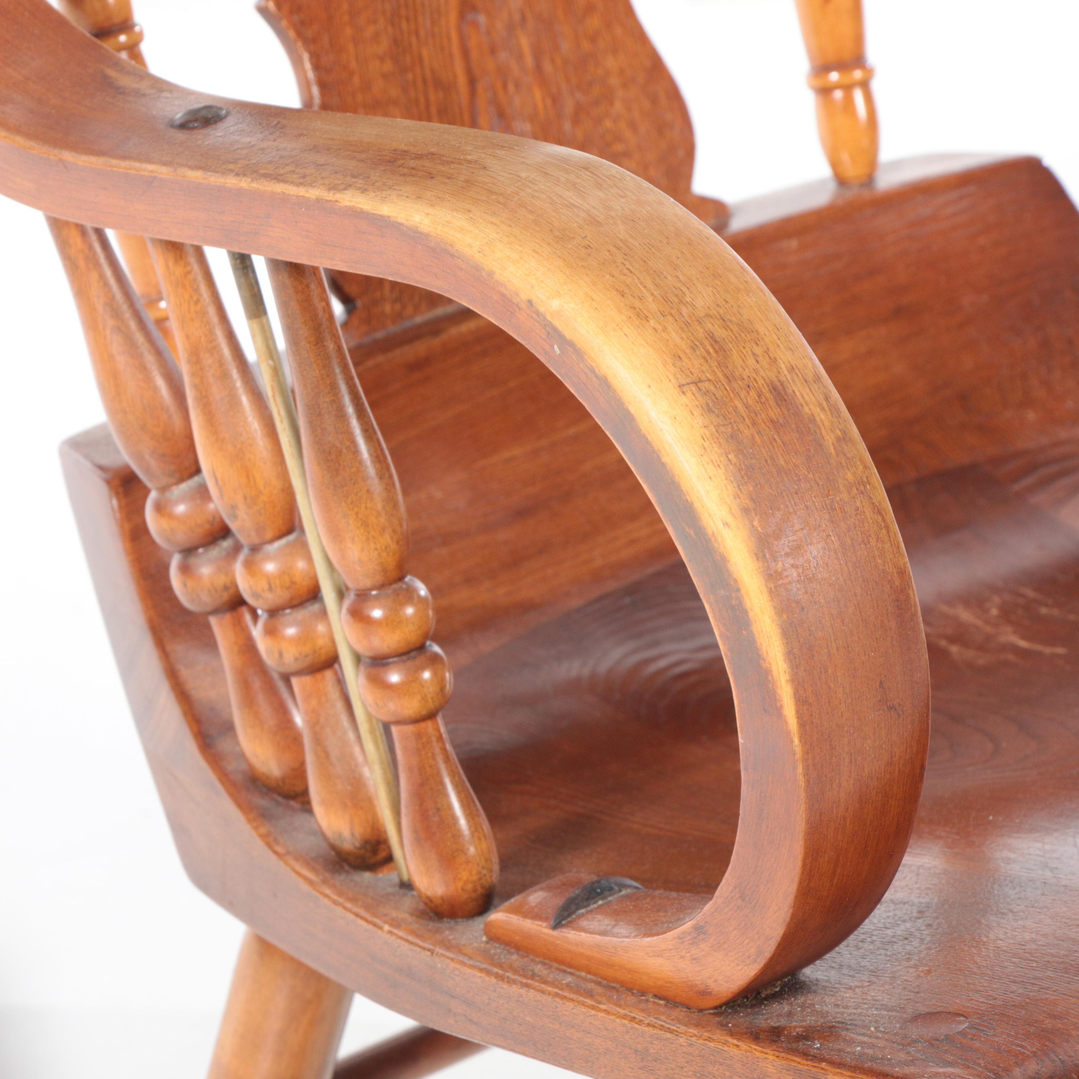 American Colonial Style Oak Rocking Chair, Early to Mid-20th Century | EBTH