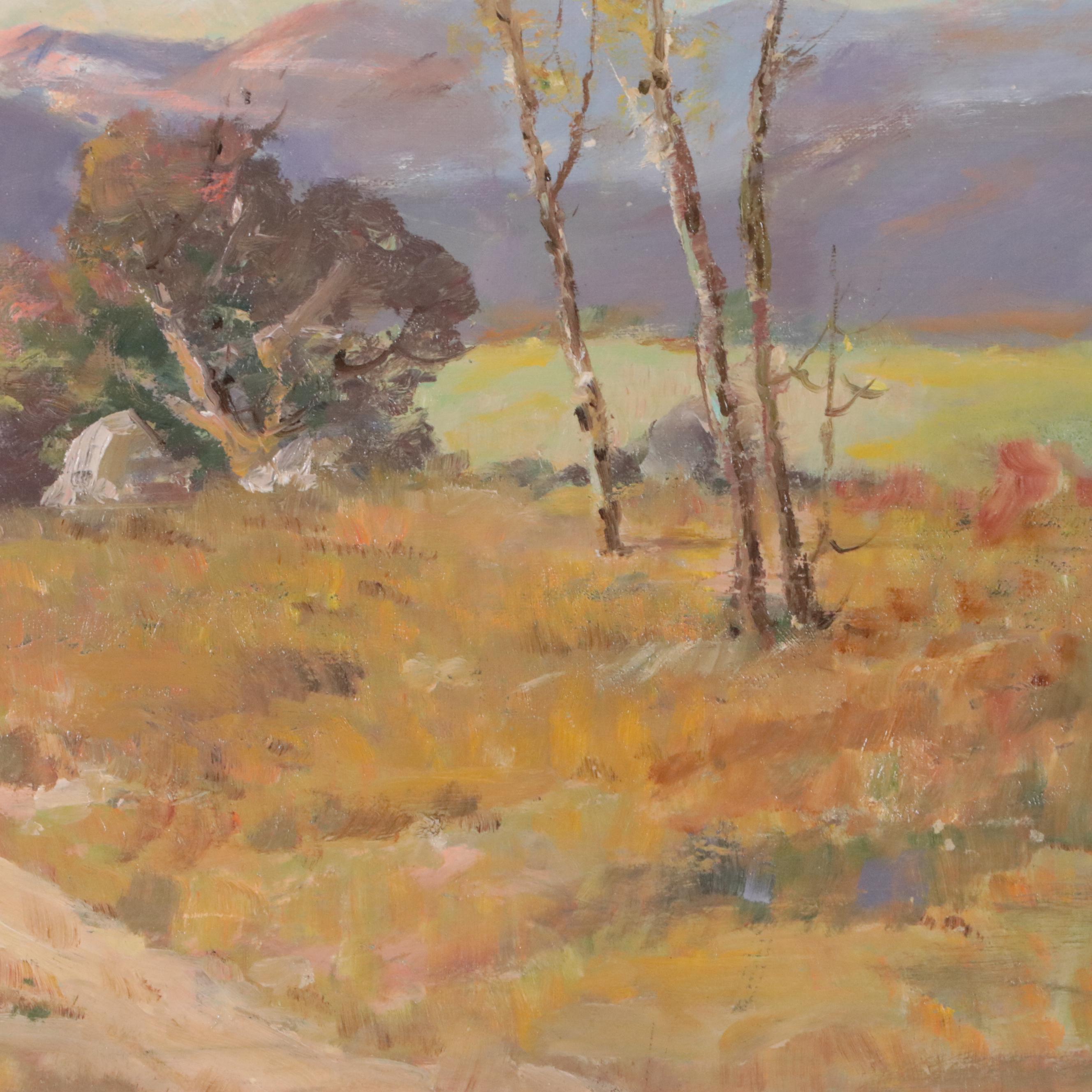 Frederick William Becker Oil Painting of Mountainous Landscape, Mid ...