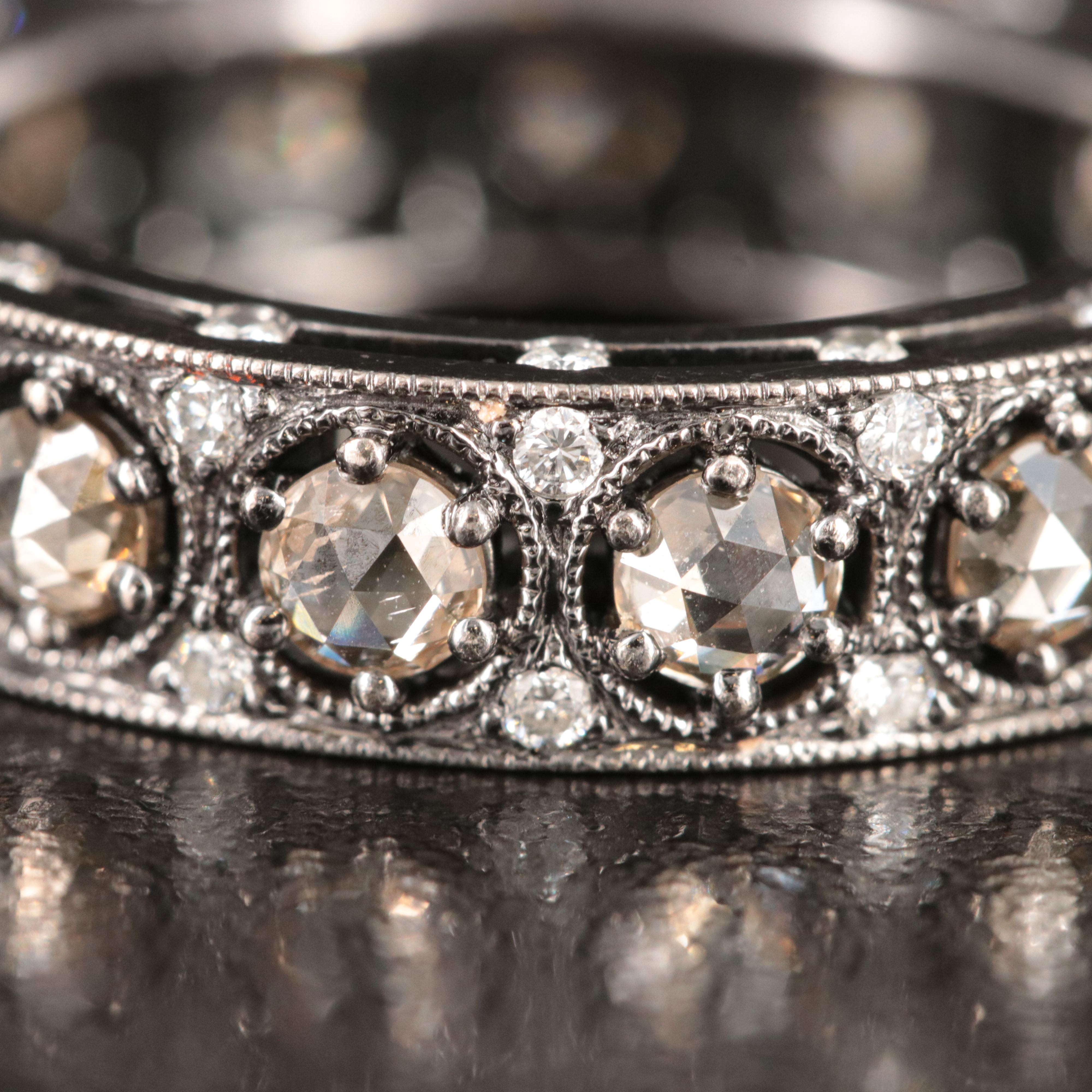 Gregg Ruth 18K 2.25 CTW Diamond Eternity Band Including Fancy Brown ...