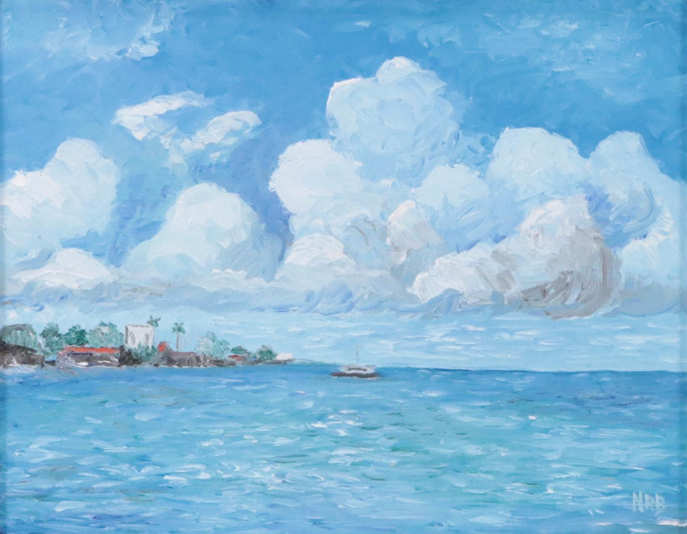 Nicholas Burke Oil Painting of Coastal Seascape, 21st Century ...