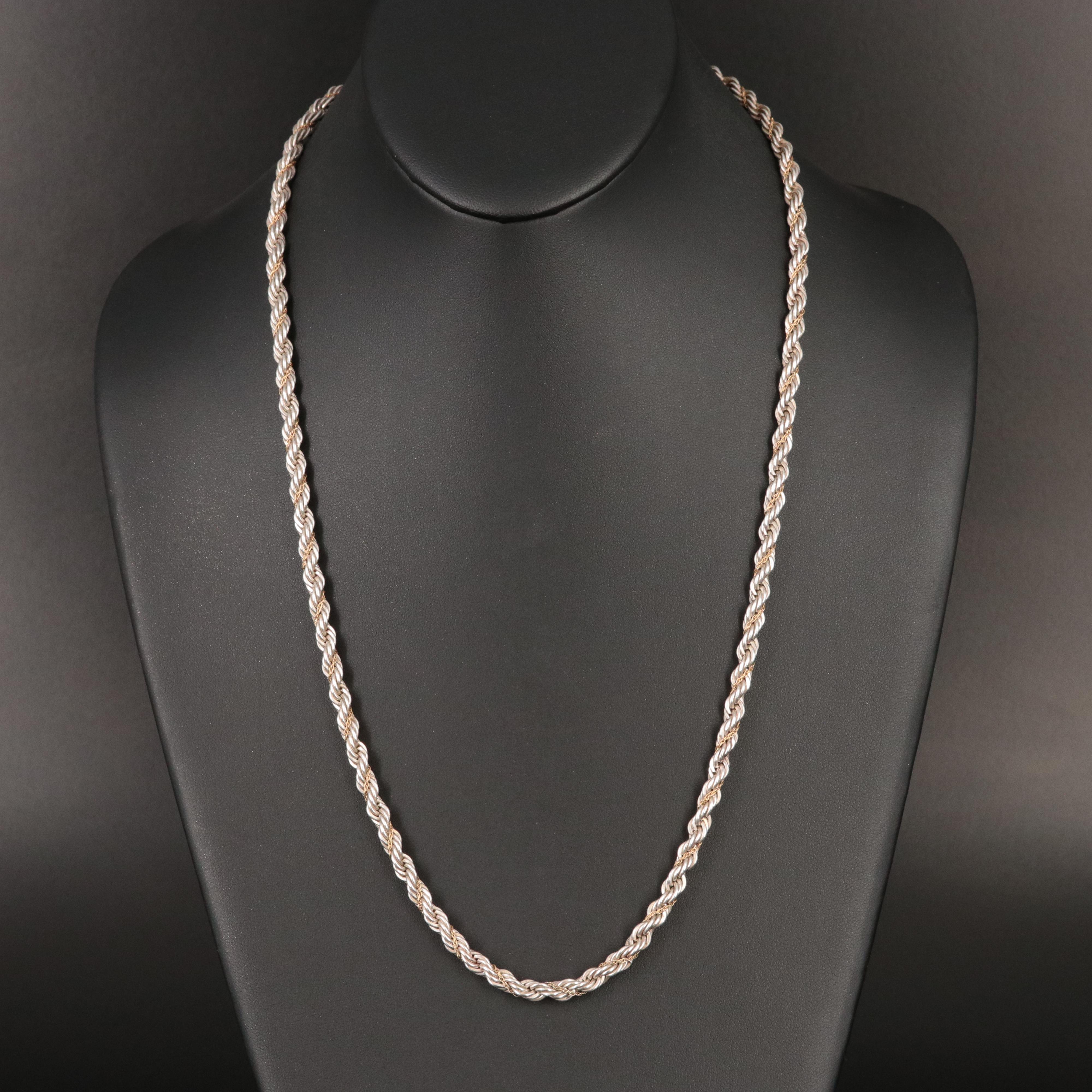 Tiffany & Co. Sterling & 18K Twisted Rope Chain Necklace and Bracelet ...