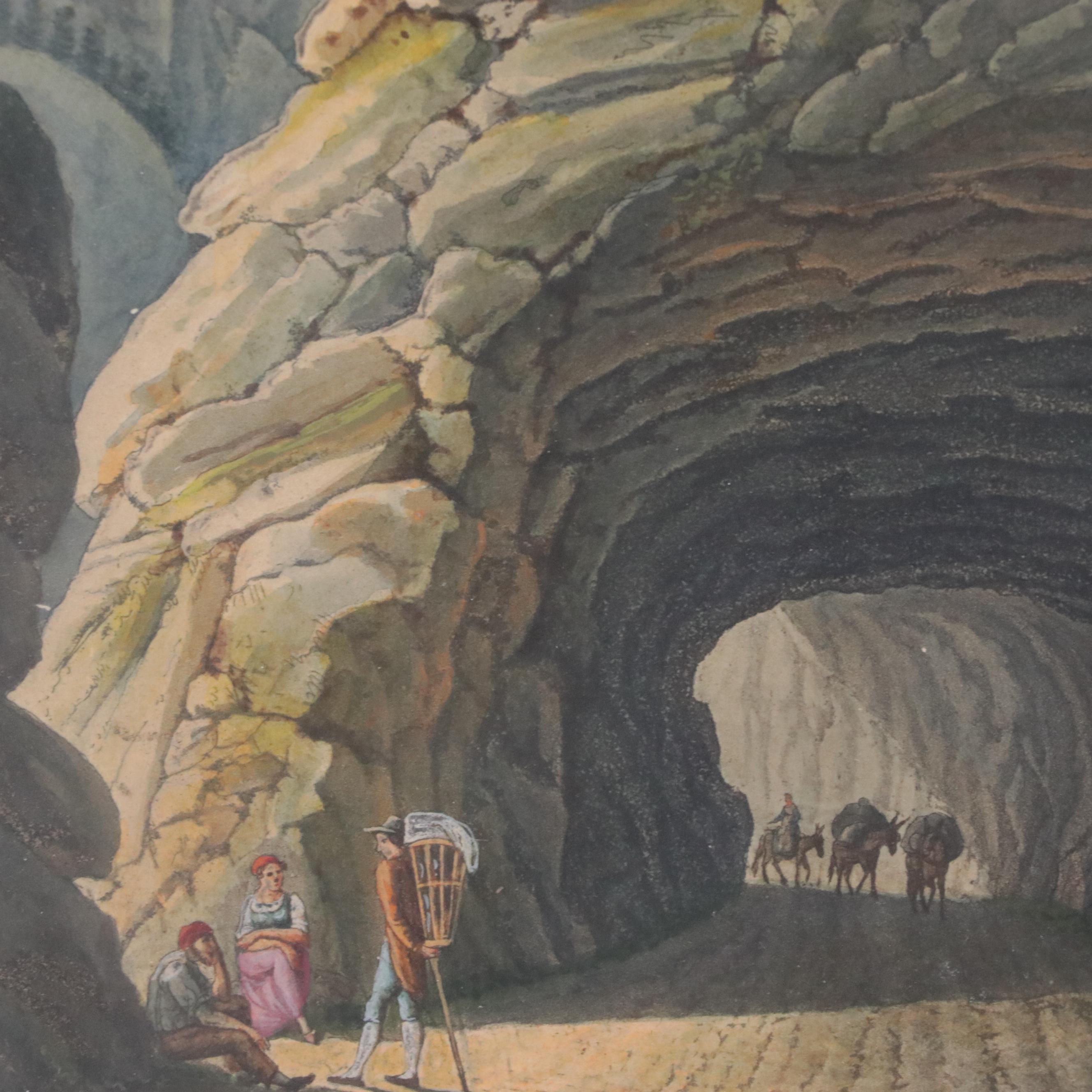 Gabriel Ludwig Lory Attributed Watercolor Painting of Tunnel ...