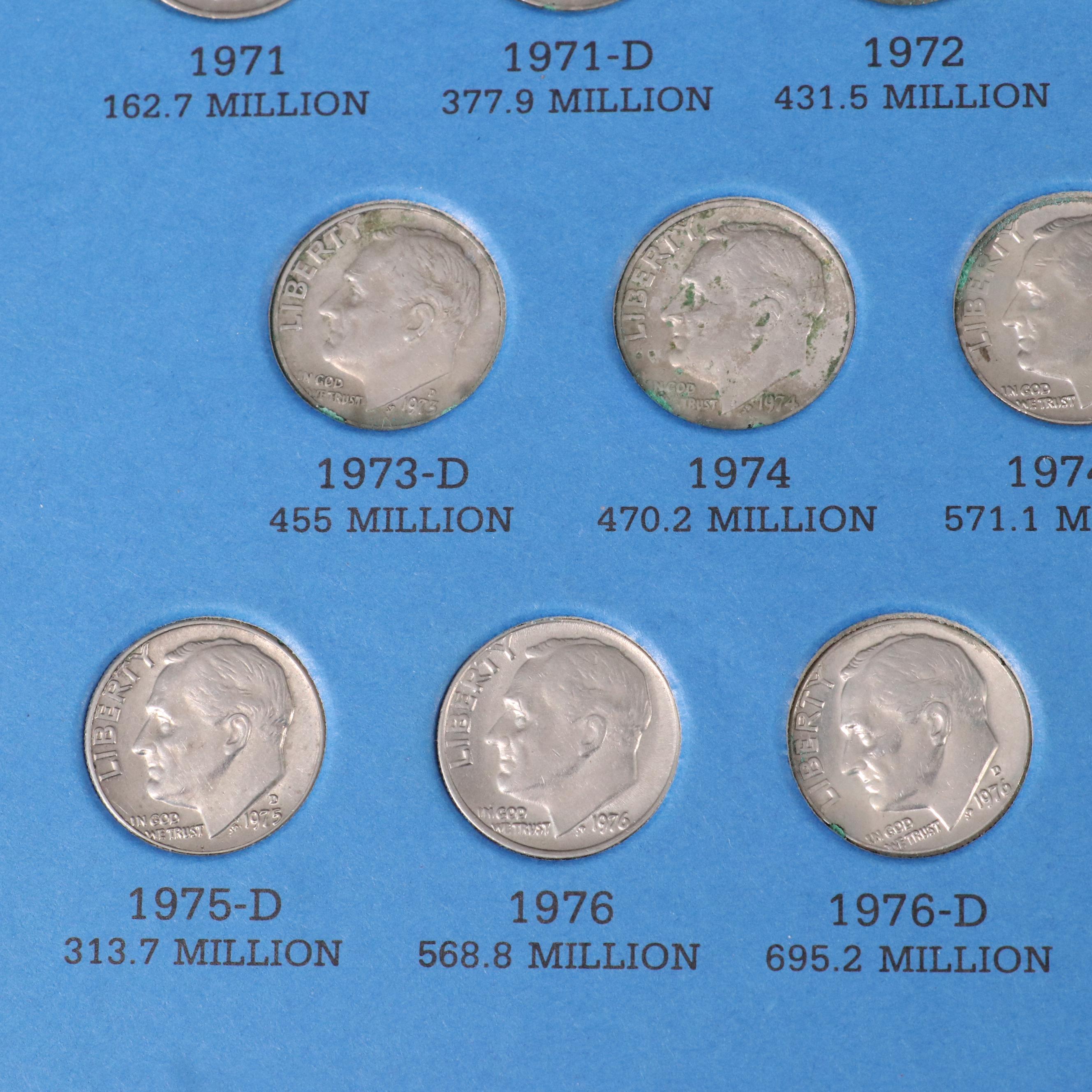 Collection of 240 Roosevelt Dimes Including Two Complete Sets from 1946 ...
