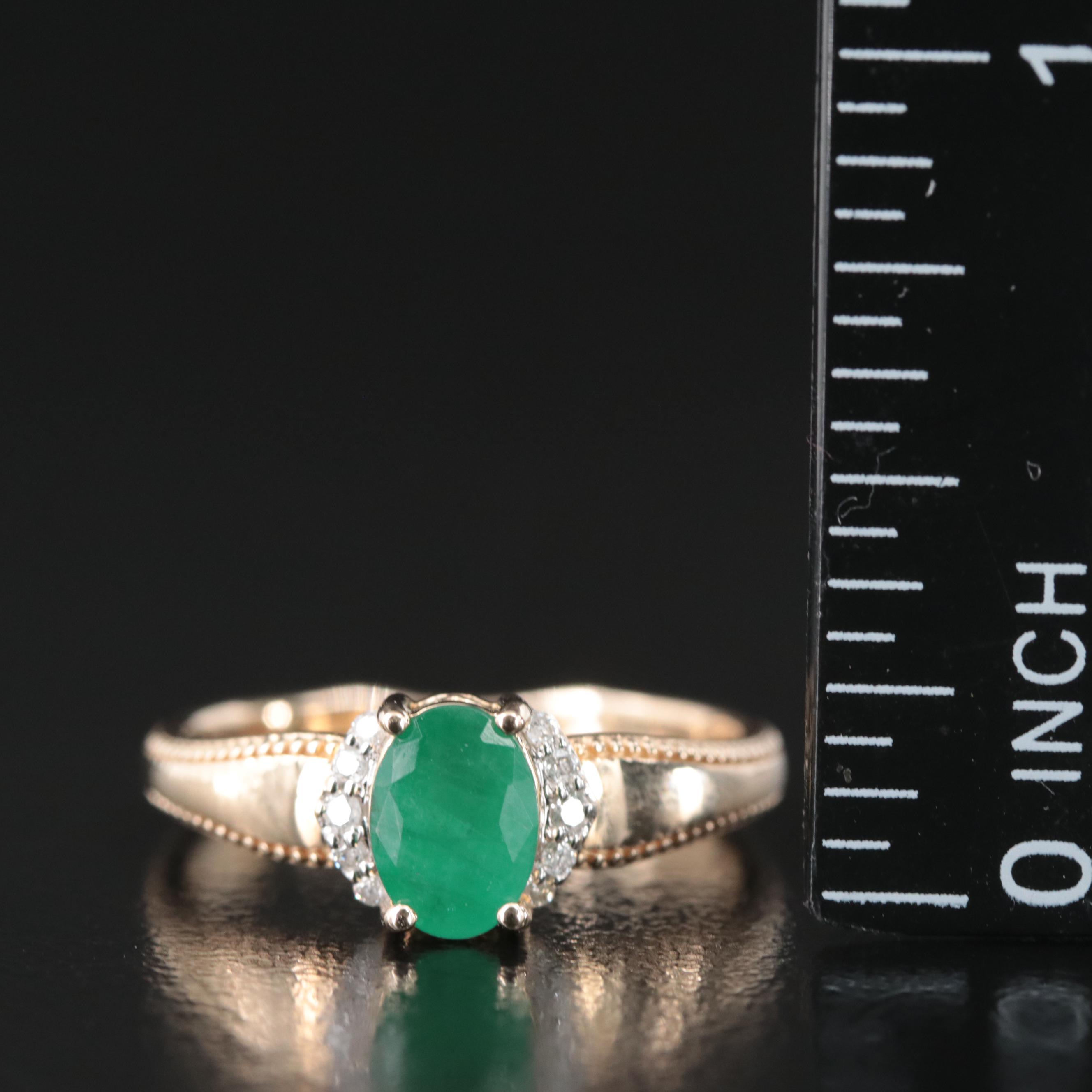 10K Emerald and Diamond Ring | EBTH