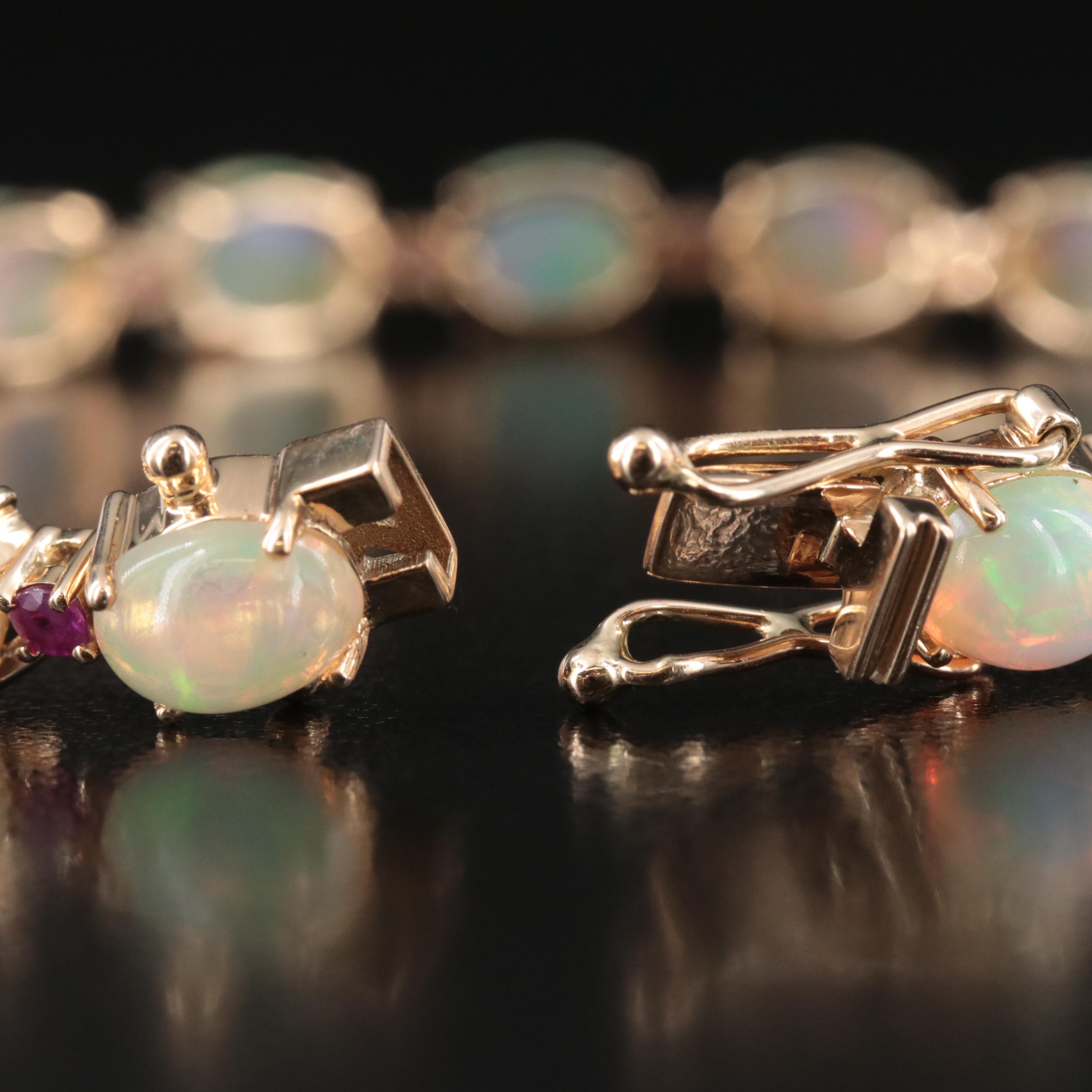 14K Opal and Ruby Bracelet | EBTH