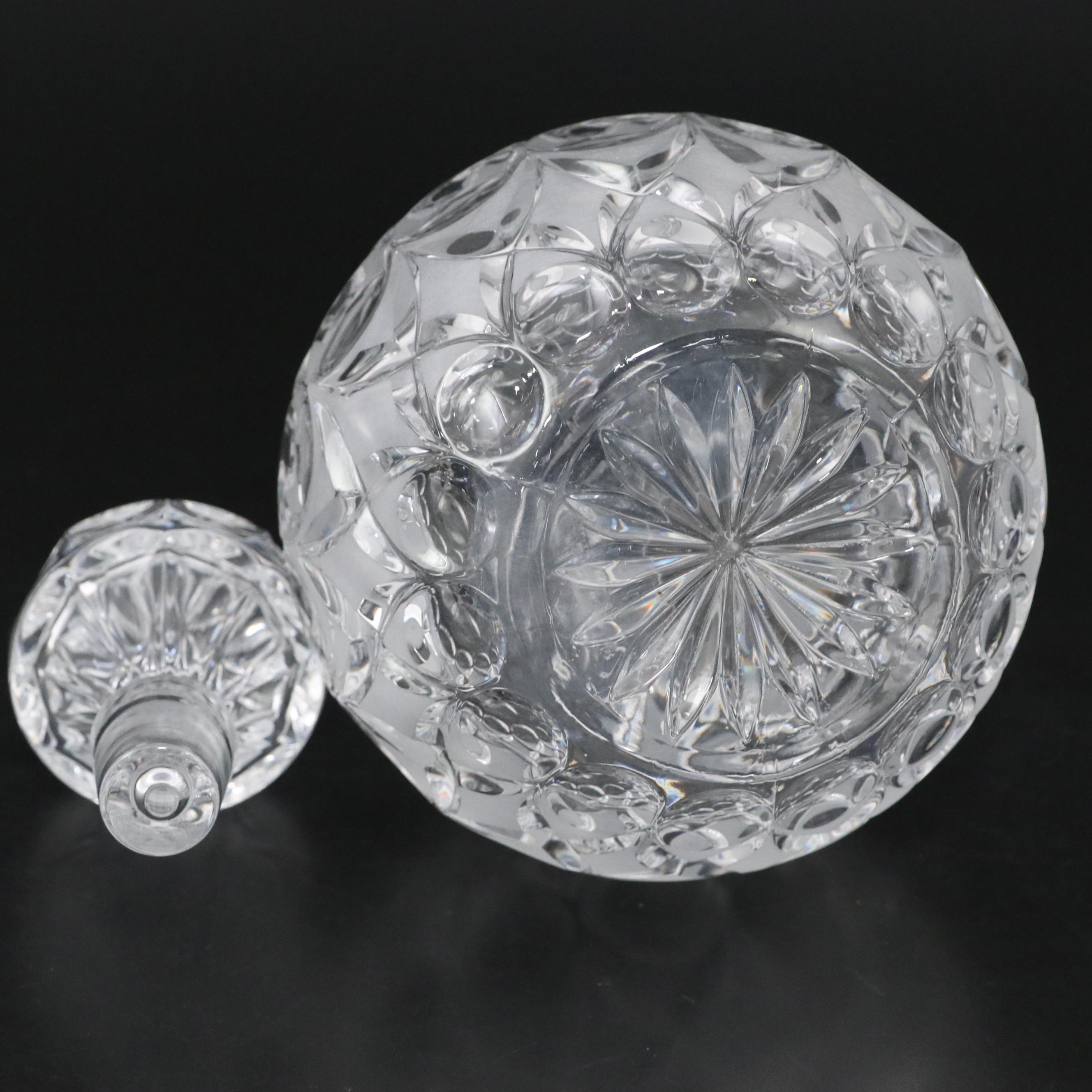 Frosted Diamond Pattern Glass Decanter with Glass Cordial Glasses ...