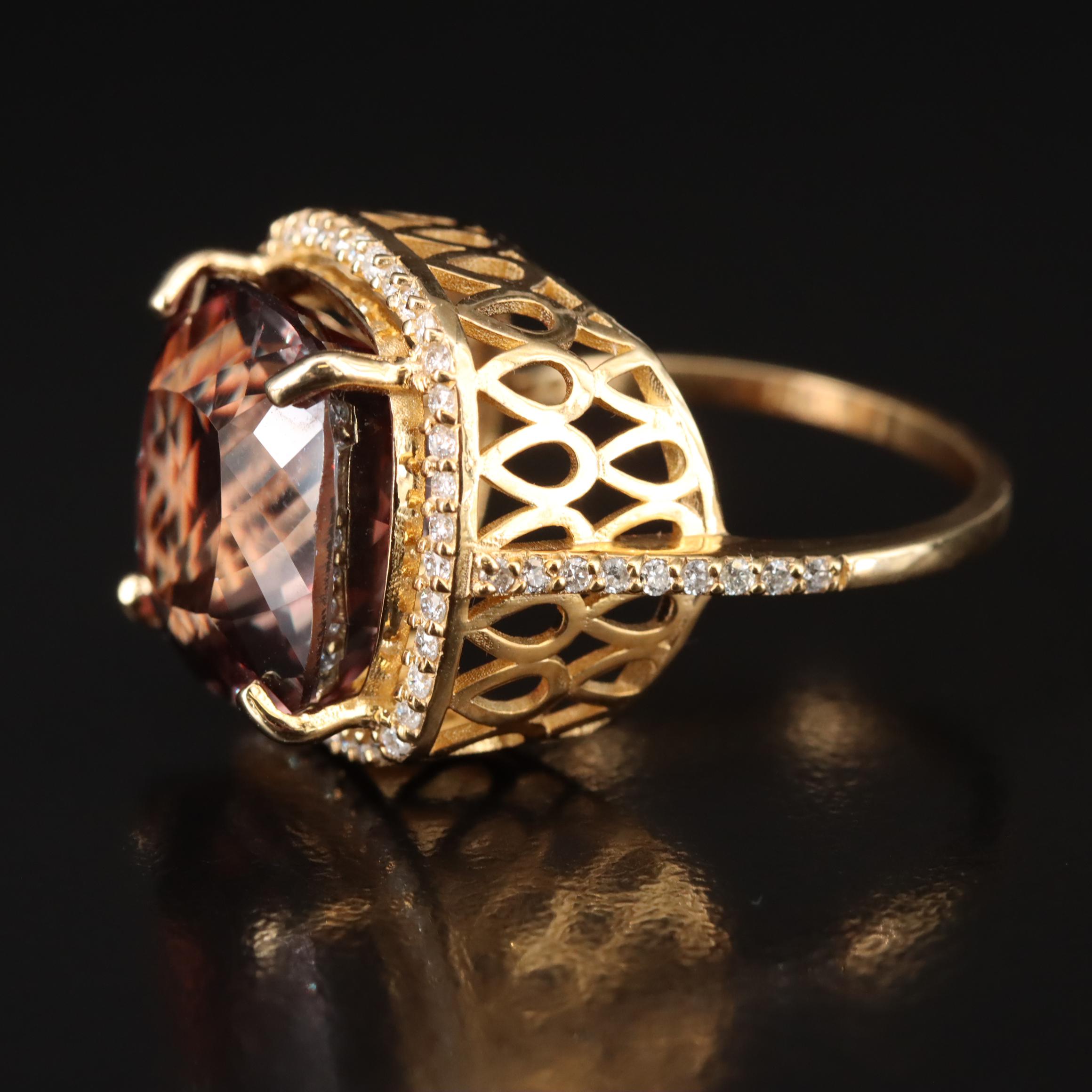 14K Zultanite and Diamond Halo Ring | Everything But The House