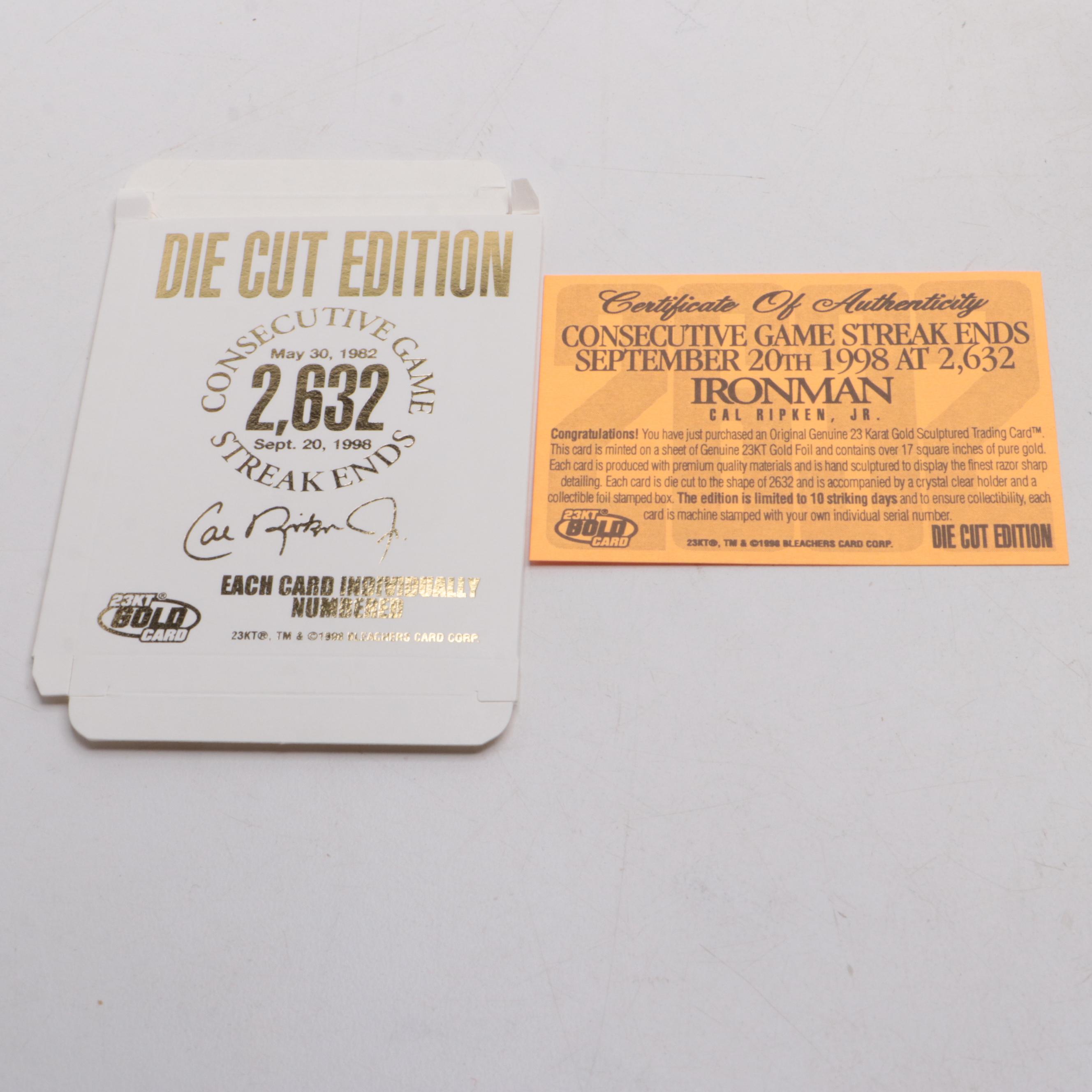 Cal Ripken Jr. 23K Gold Plated 2,632 Game Streak Baseball Card | EBTH