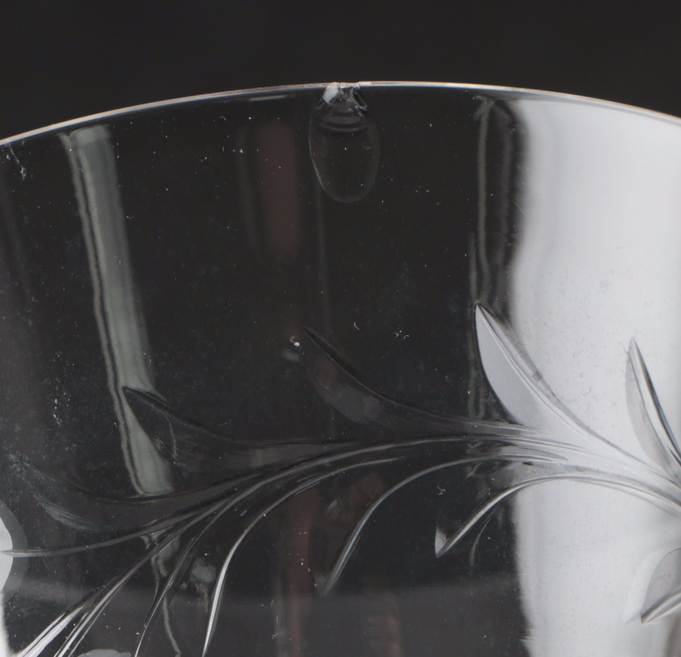 Art Deco Style Etched Glass Wine Glasses Mid 20th Century Ebth