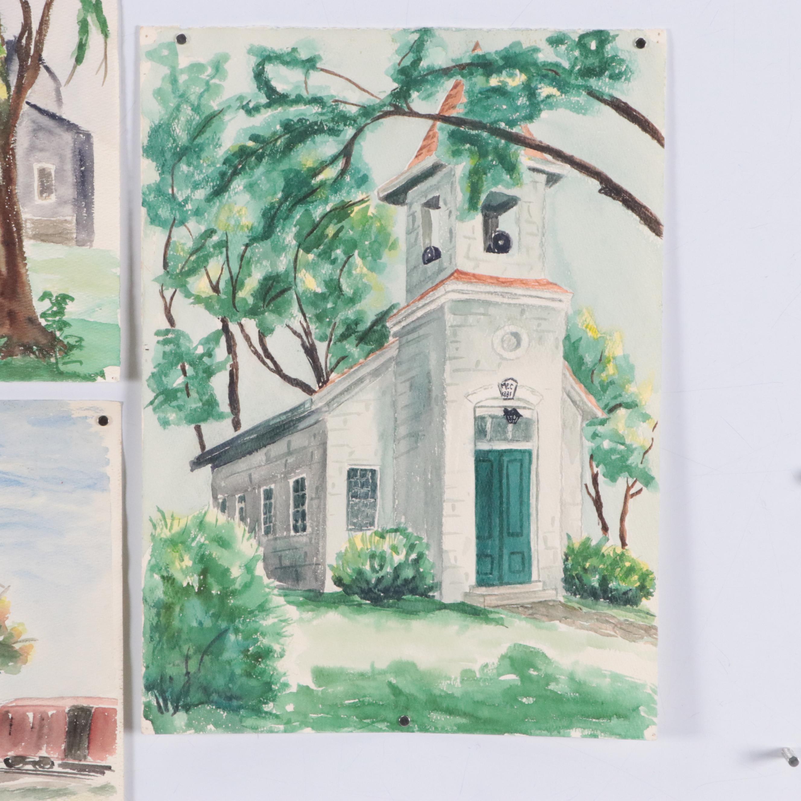 Dorothy Jackson Watercolor Painting "Montgomery, Ohio," 1964, and More ...