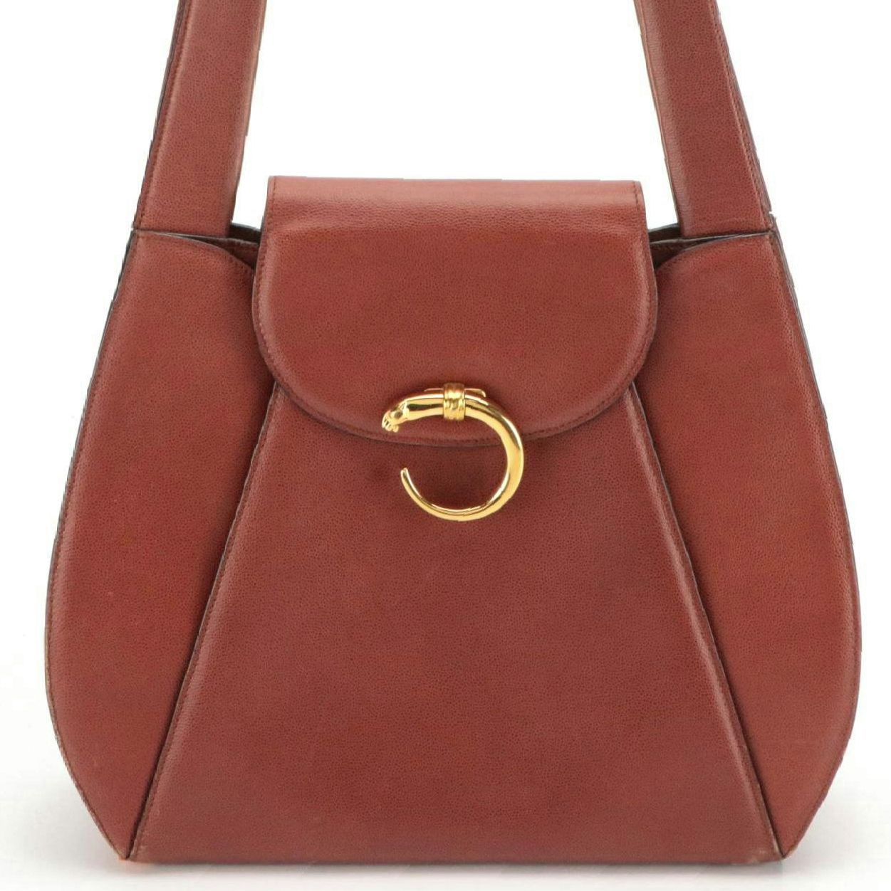 Cartier Panthère Shoulder Bag in Chestnut Brown Grained Leather ...