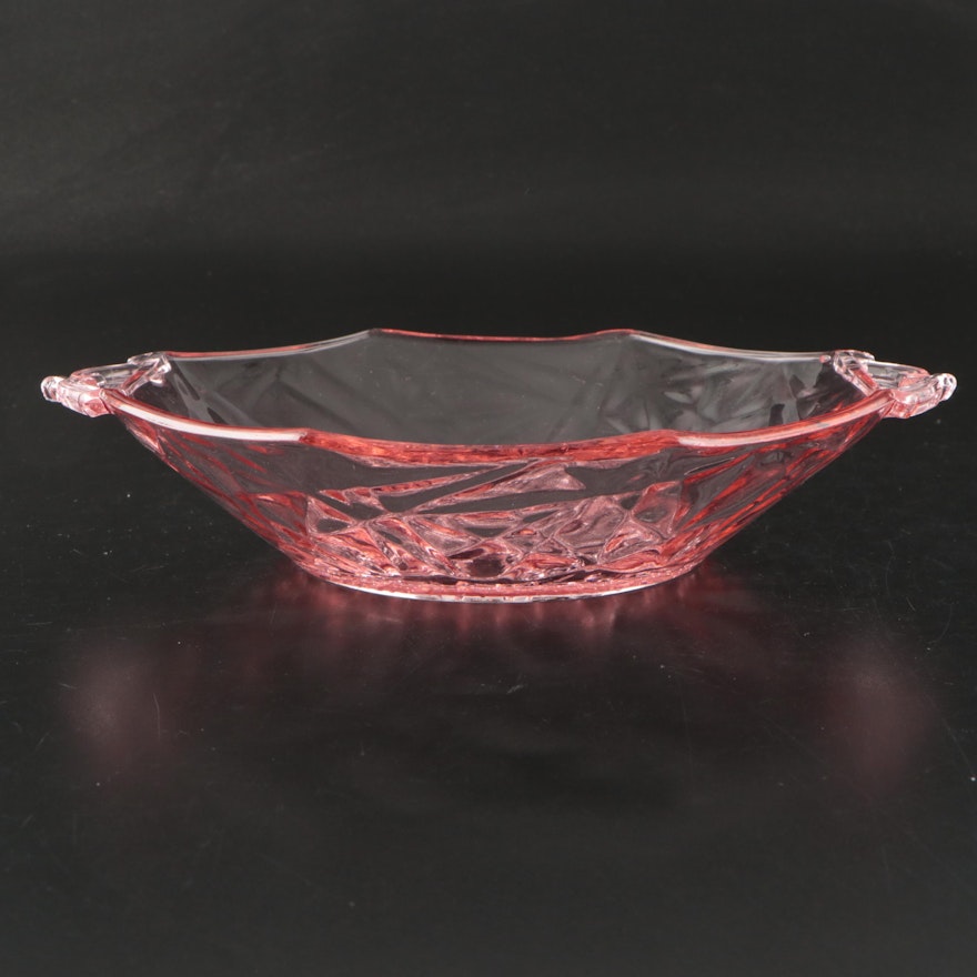 Hazel Atlas Green Depression Glass Bowl With Other Pink Bowl And Dips