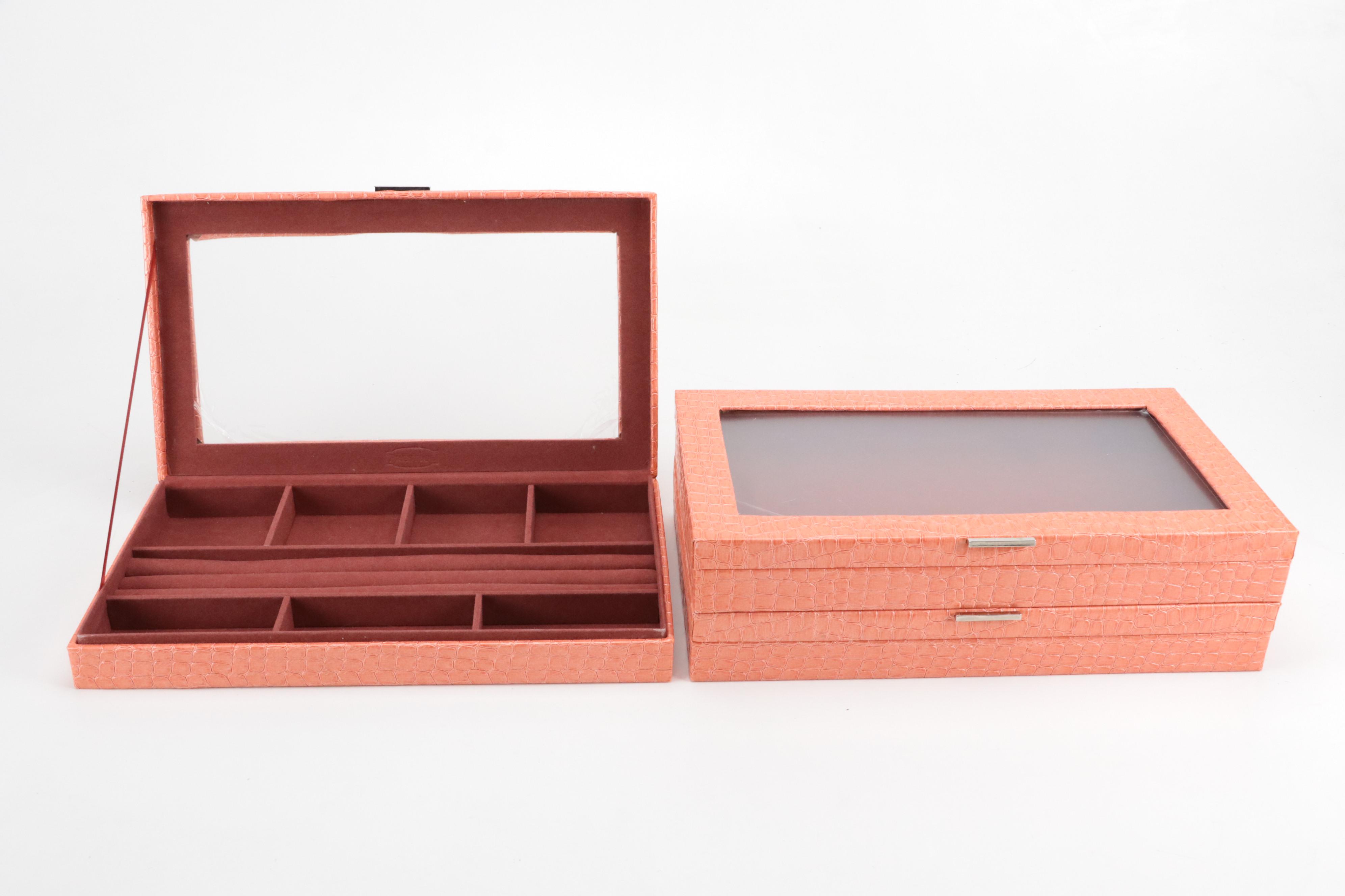 Prestige Crocodile Embossed Faux Leather Stackable Jewelry Boxes ...