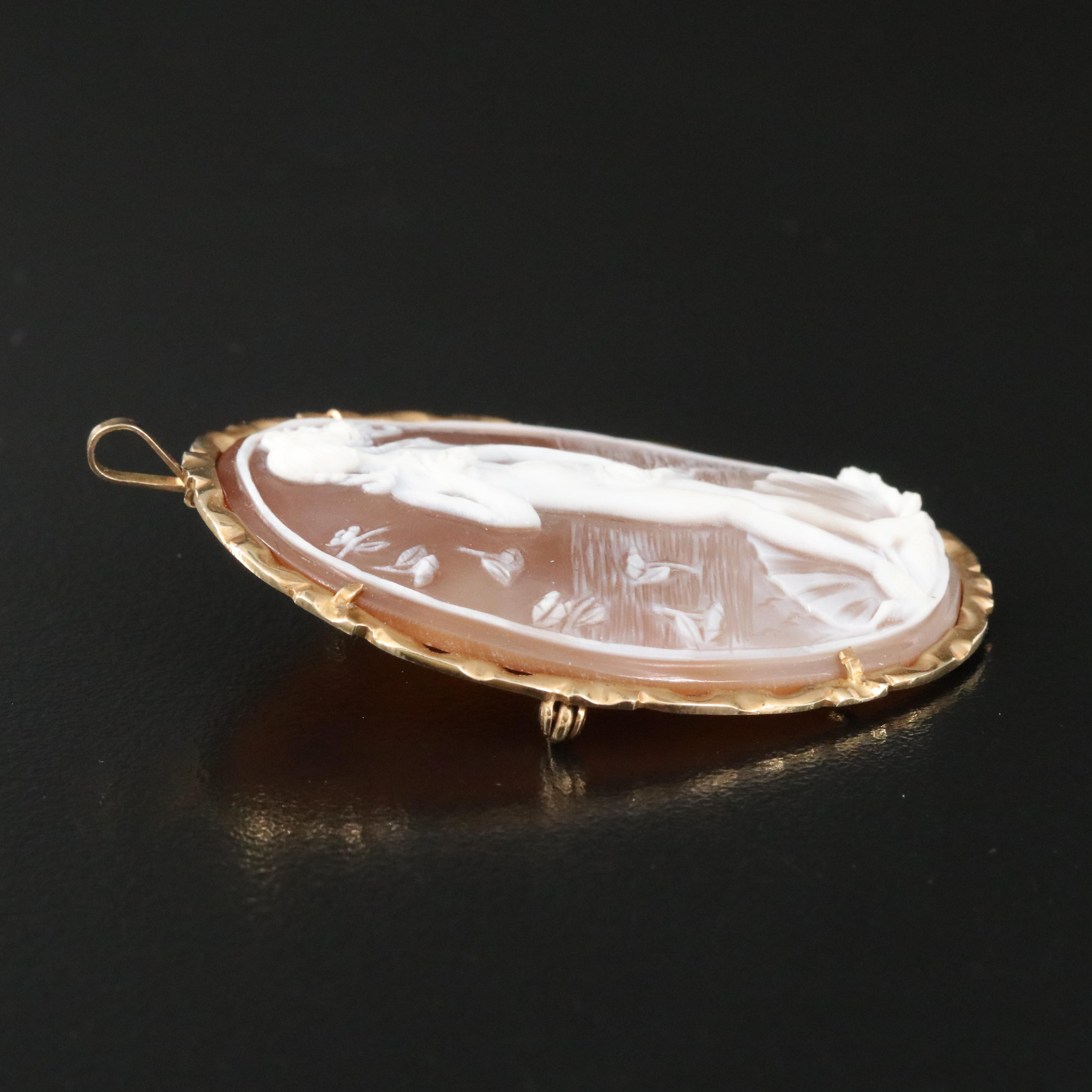Italian Giovanni Apa "The Birth of Venus" 14K Shell Cameo Converter ...