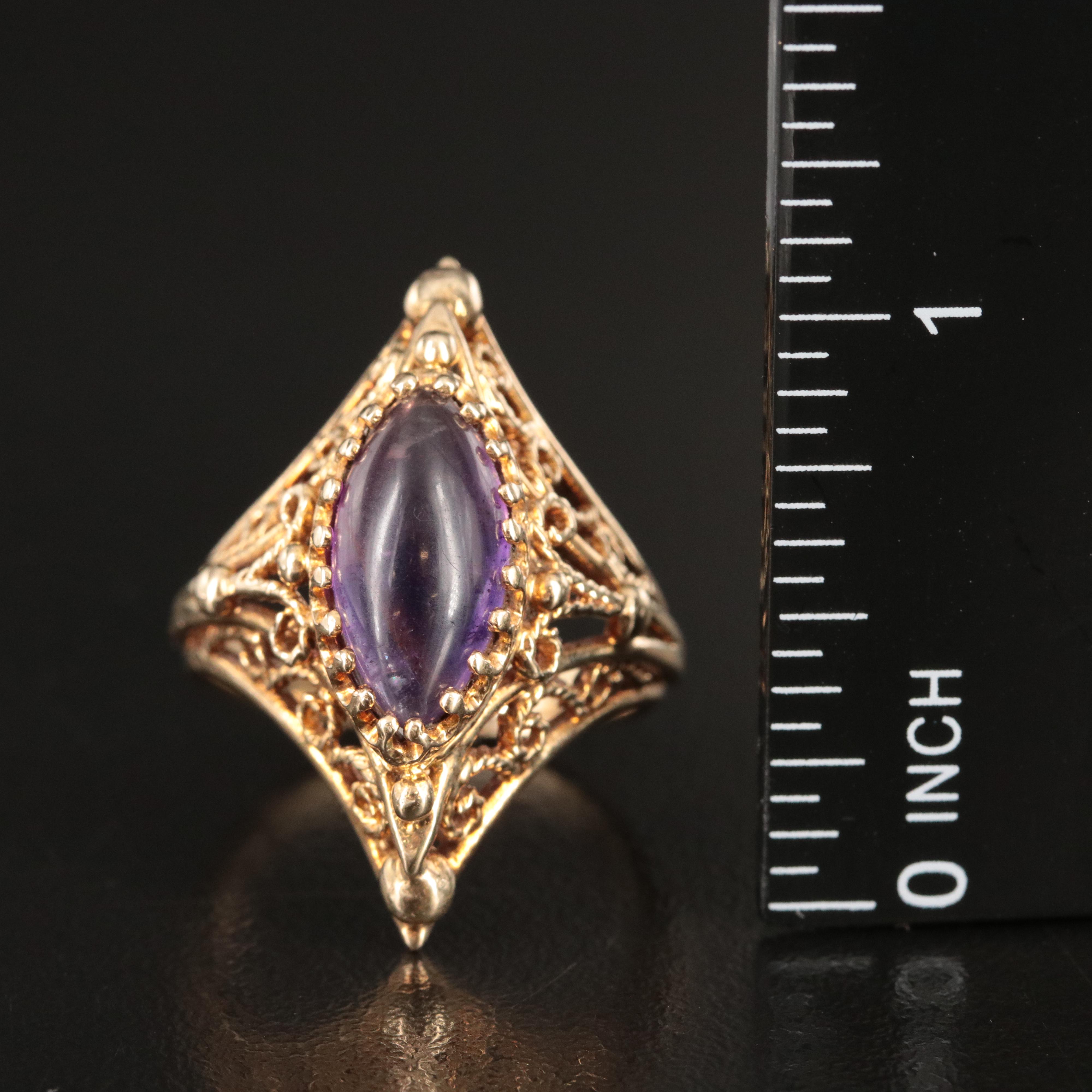 14K Amethyst Scrollwork Ring | EBTH