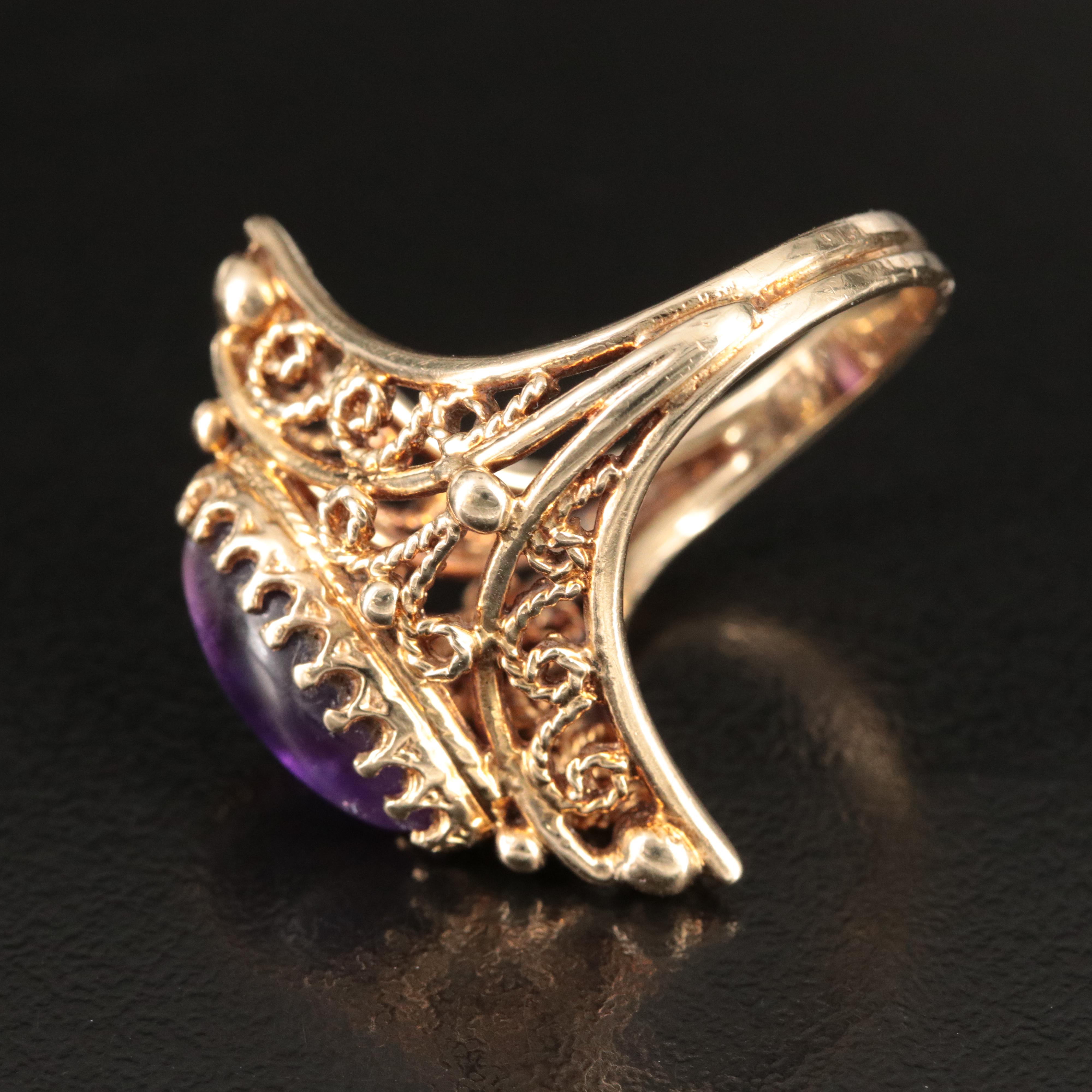 14K Amethyst Scrollwork Ring | EBTH