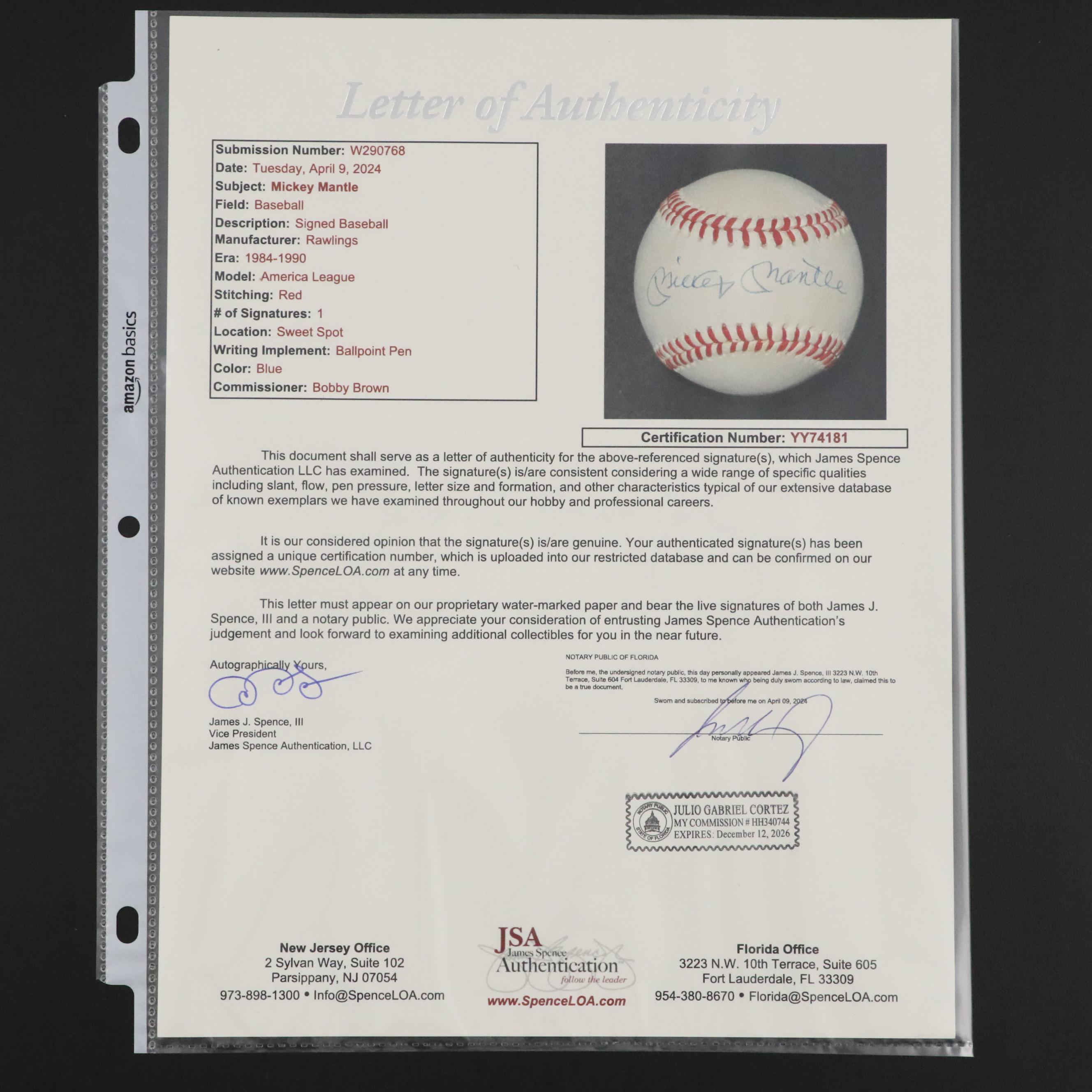 Mickey Mantle and Joe DiMaggio Signed Rawlings Official Baseballs with ...