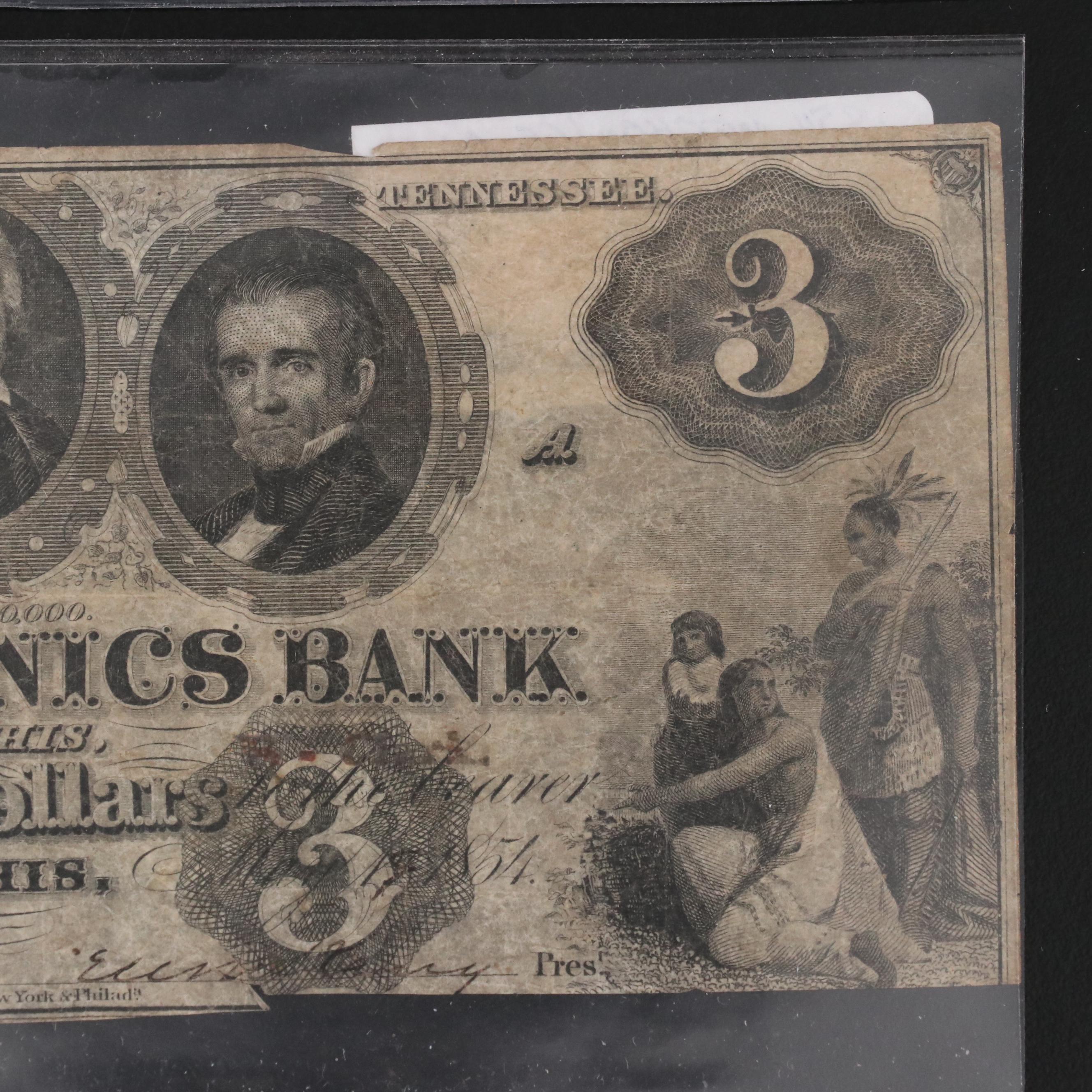 Collection of Five Tennessee Obsolete Bank Notes All Before the Civil ...