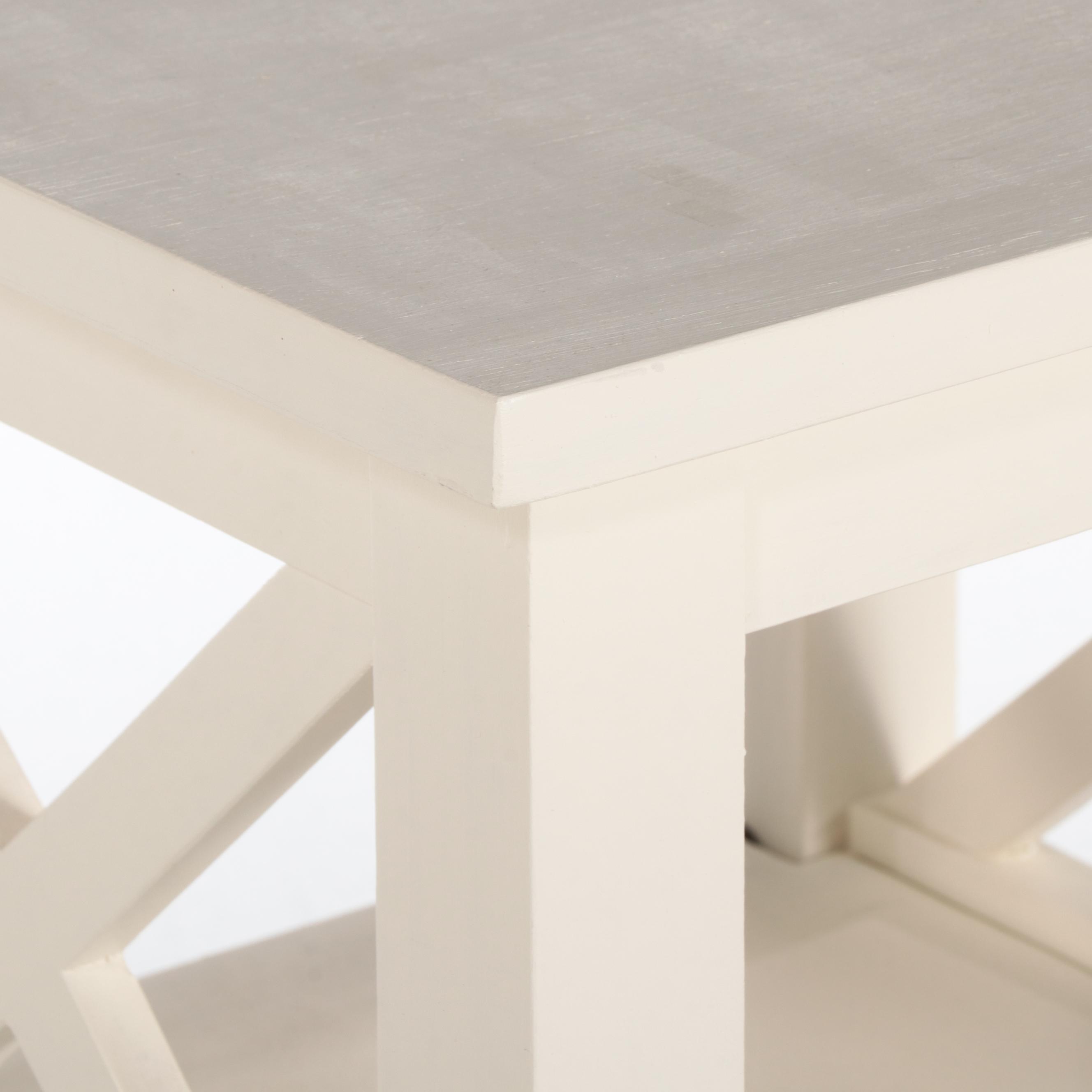 Farmhouse Style White-Painted Three-Tier Side Table | EBTH