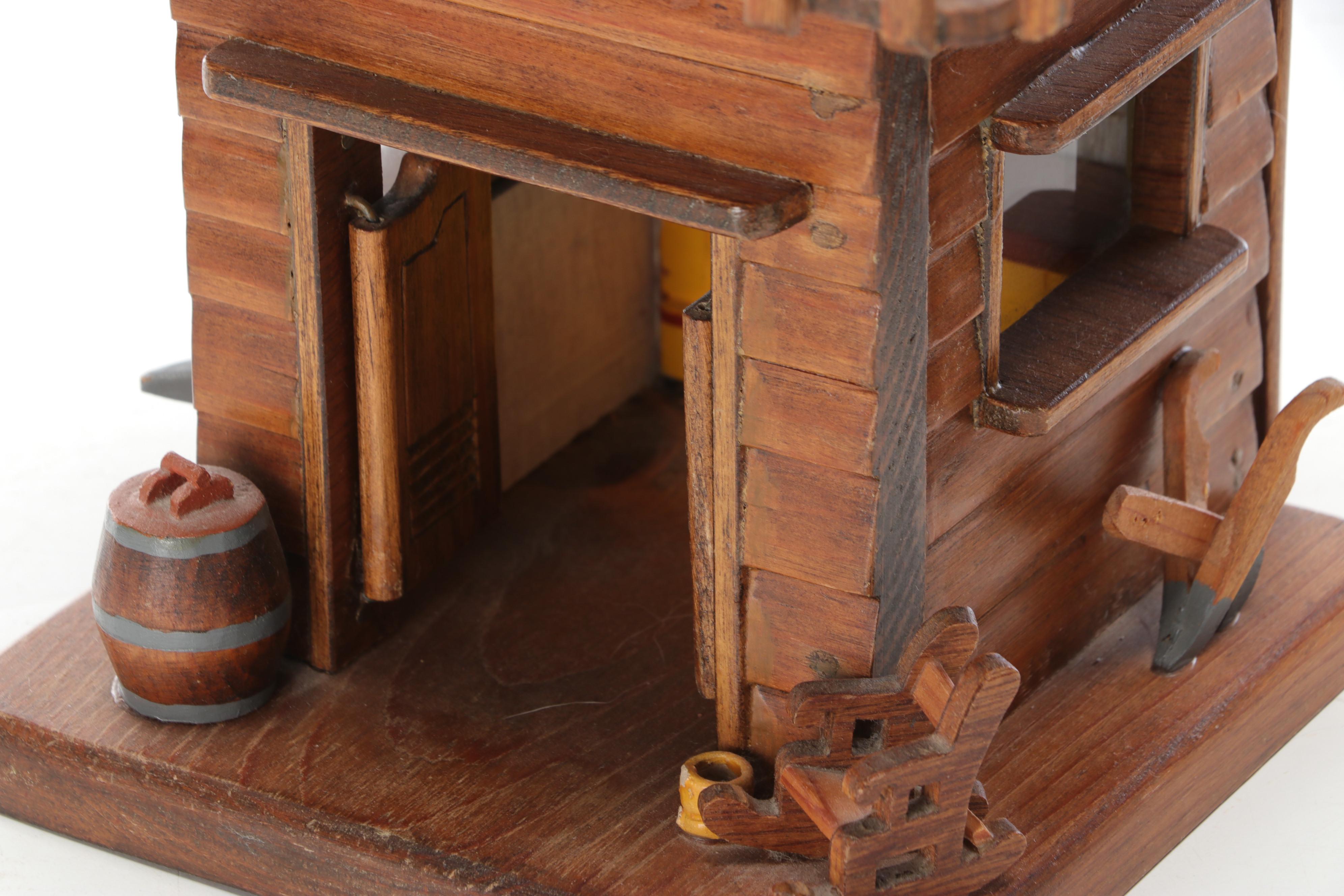 Hand-Crafted Wooden Two Story Saloon and Pagoda Diorama Table Lamps ...