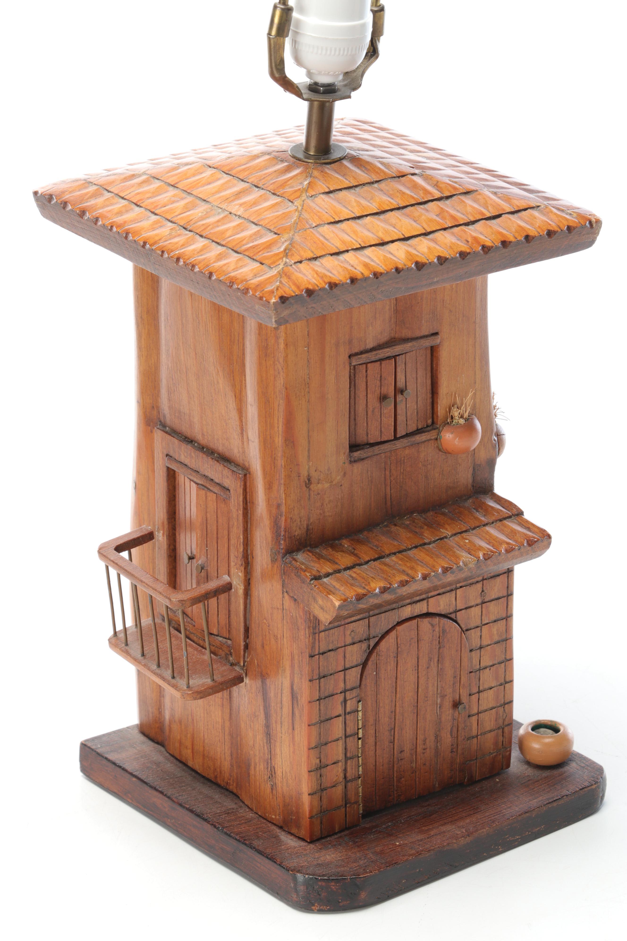 Hand-Crafted Wooden Two Story Saloon and Pagoda Diorama Table Lamps ...